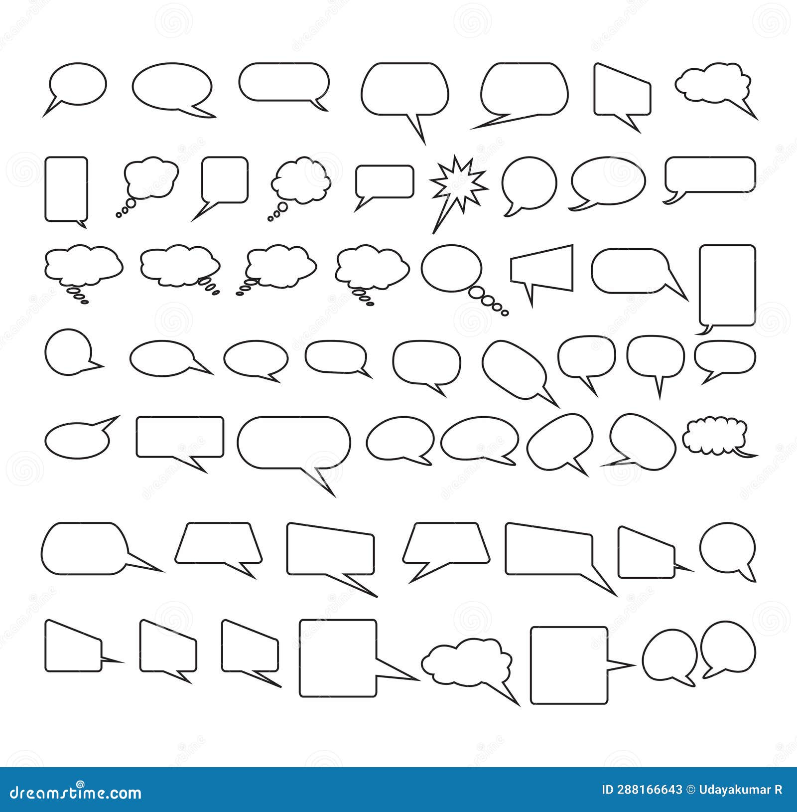 Callout Symbols Outline. Speech Bubble Set. Comic Speech Doodle. Vector ...