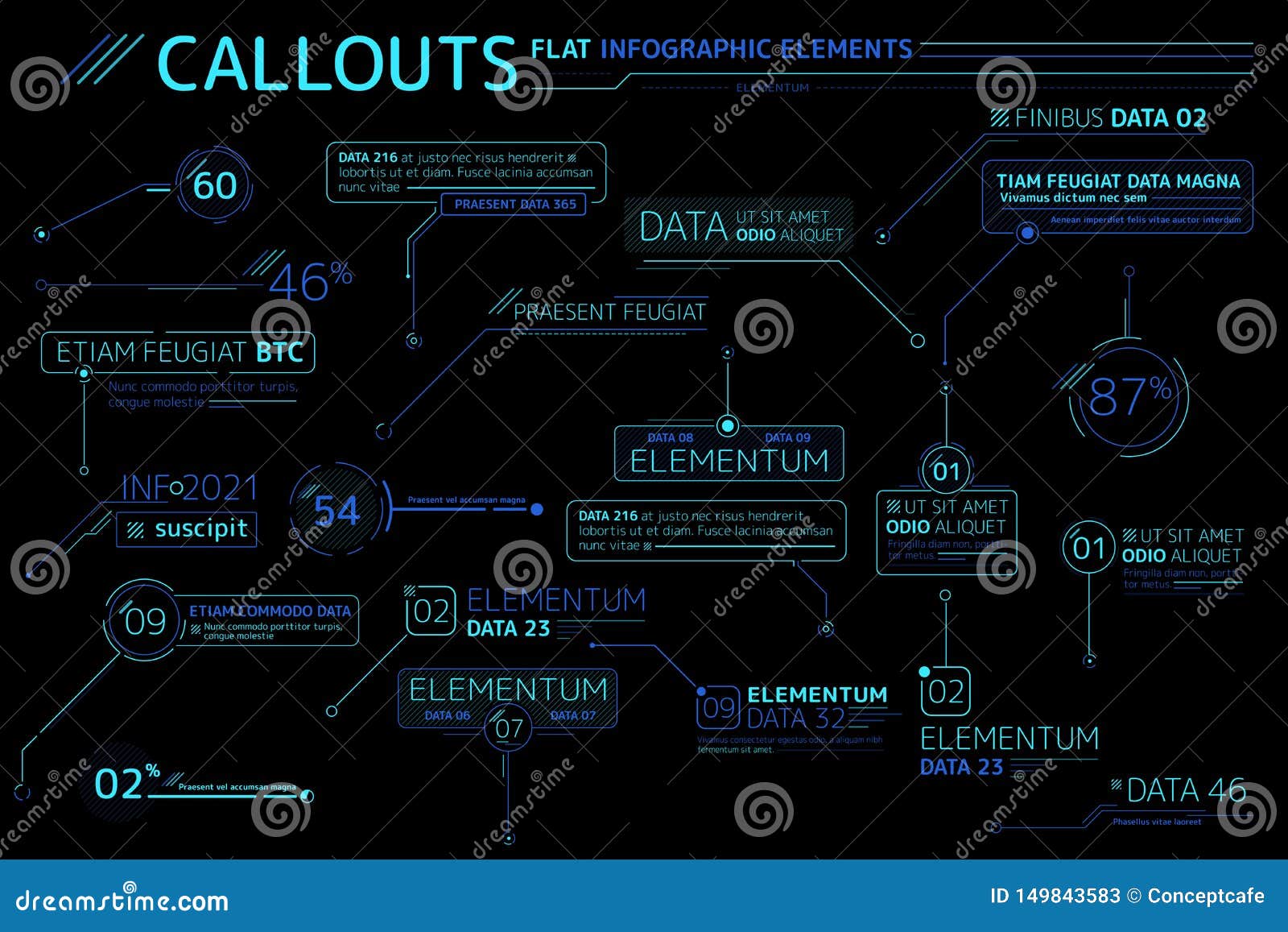 Callouts Flat Infographic Elements Collection Stock Vector ...