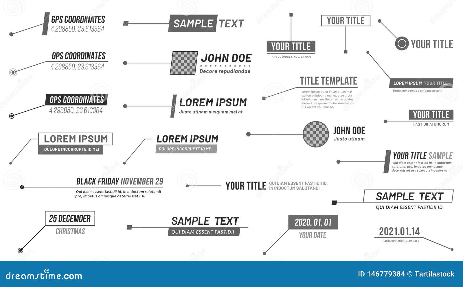 Callouts Titles Banner. Digital Information Labels, Callout Bar Label ...