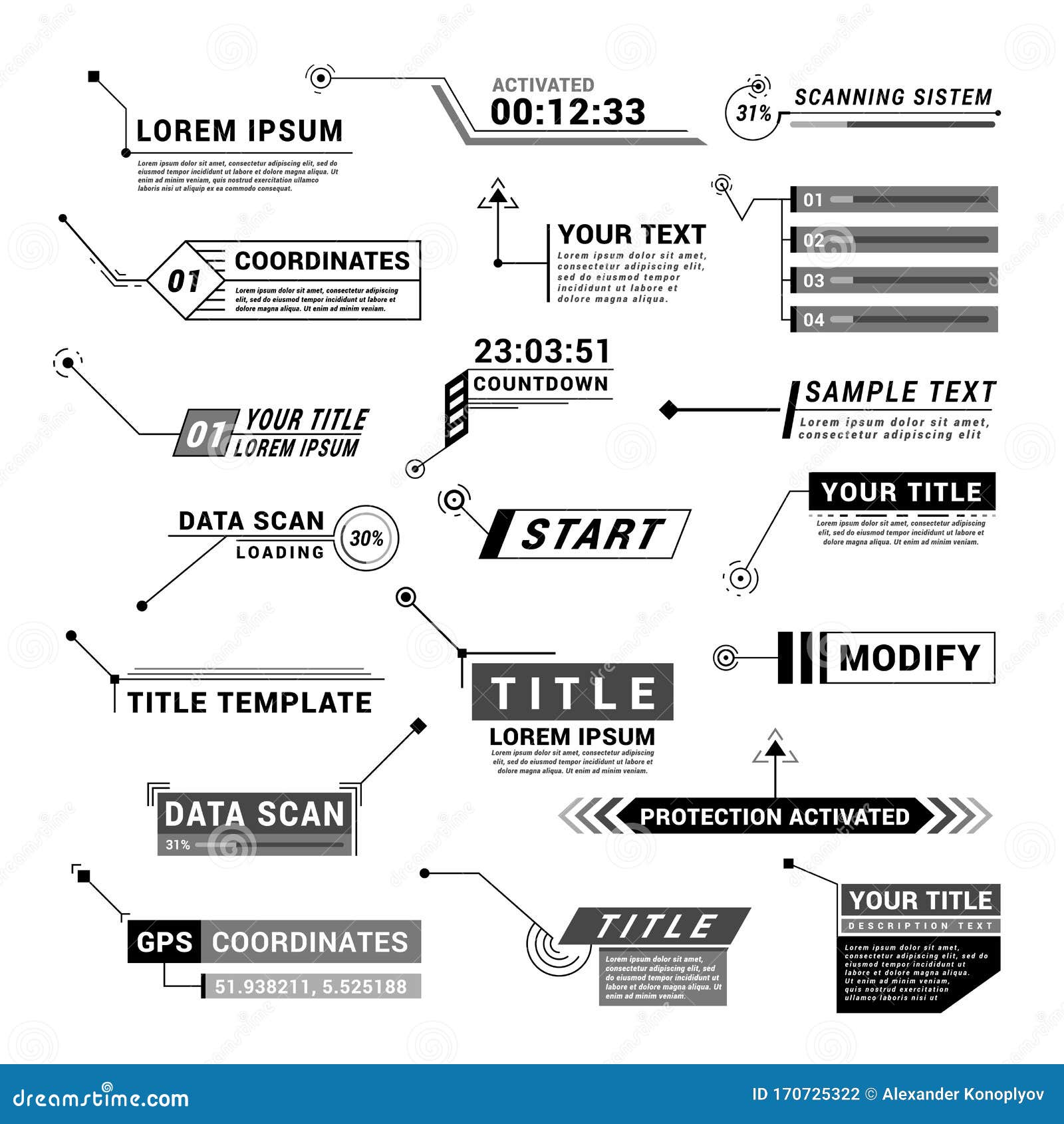 Callouts Titles, Information Textbox Bars Vector Illustrations Set ...