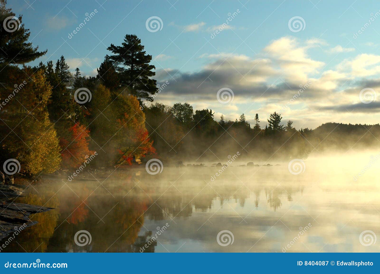 Calm Bay at Sunrise Over Beautiful Lake Stock Image - Image of scenery ...