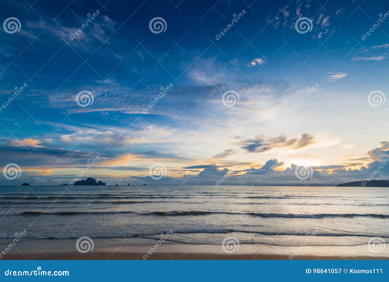 Calm Beautiful Sea and Setting Sun in the Clouds Stock Image - Image of ...