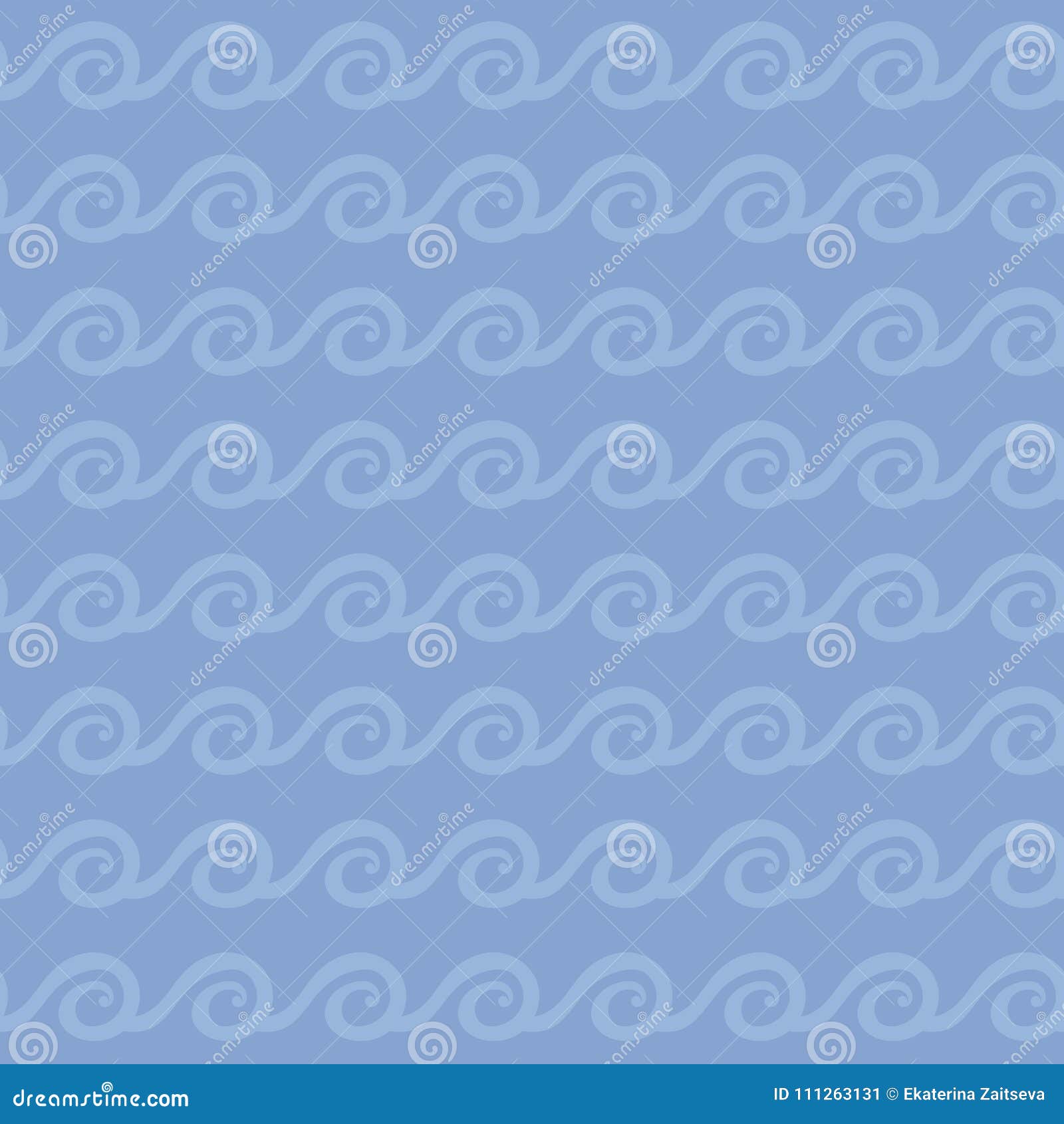 Calm Blue Light Ocean Waves Curls Stripes Seamless Pattern Stock Vector ...