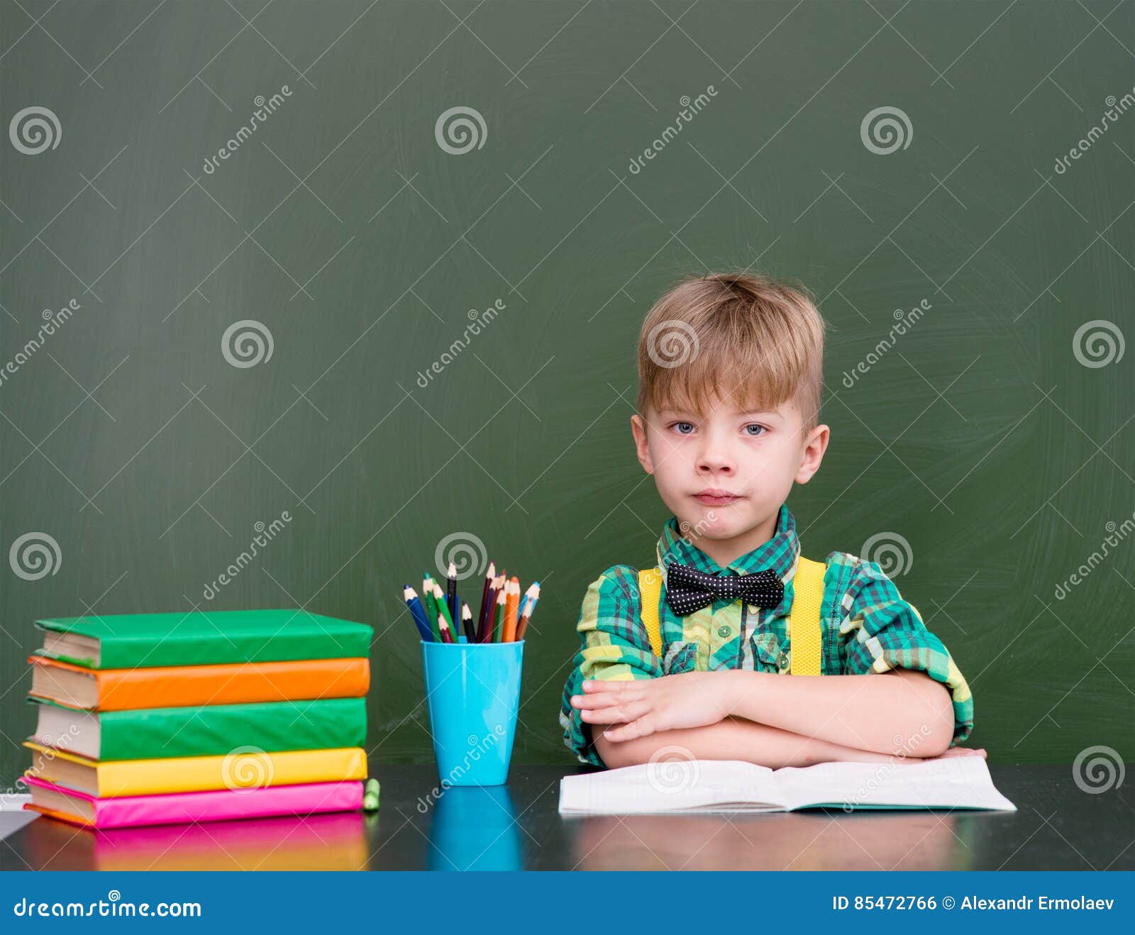 Calm boy in classroom stock photo. Image of calm, chalkboard - 85472766