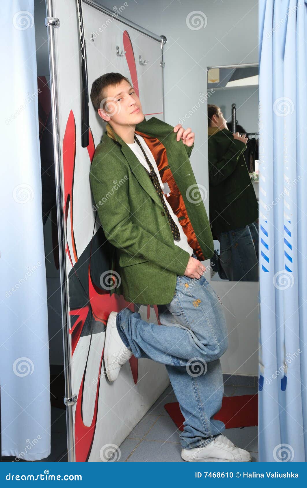 Calm Boy Stay in Fitting-room Stock Photo - Image of lifestyle ...
