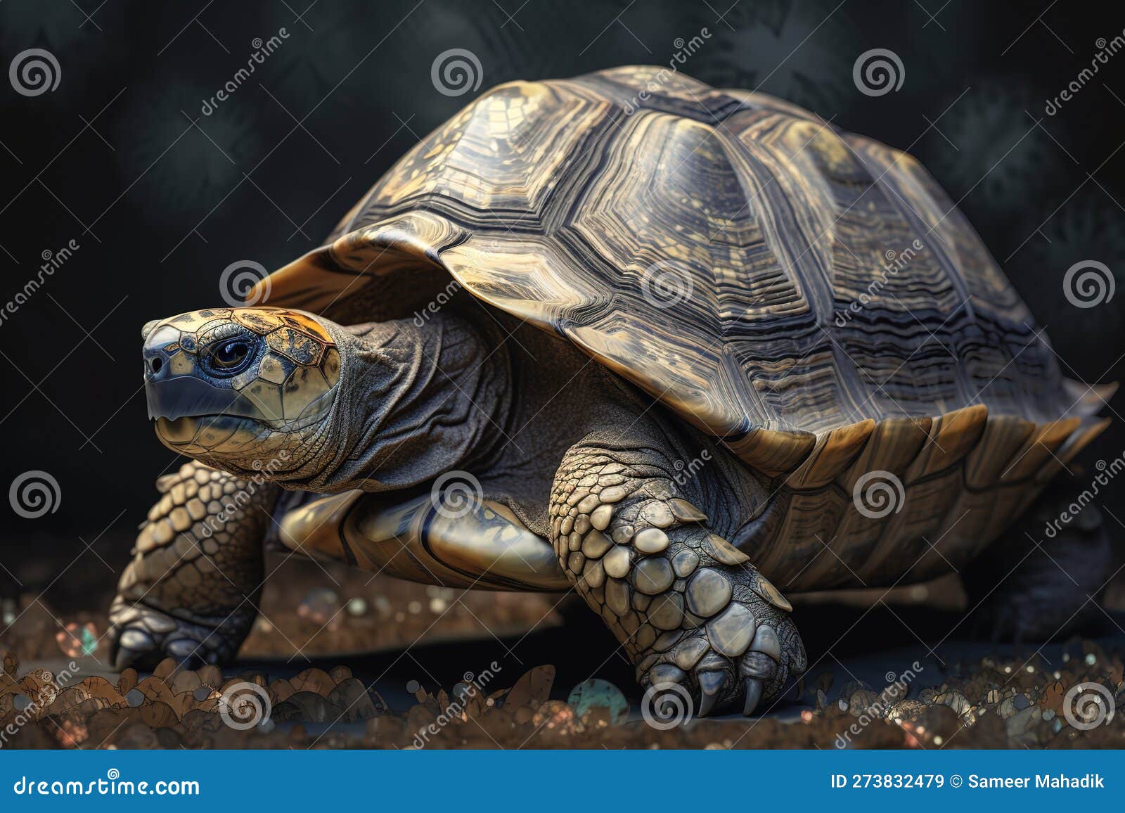 A Calm and Easygoing Turtle Basking on a Rock. Generative AI Stock ...