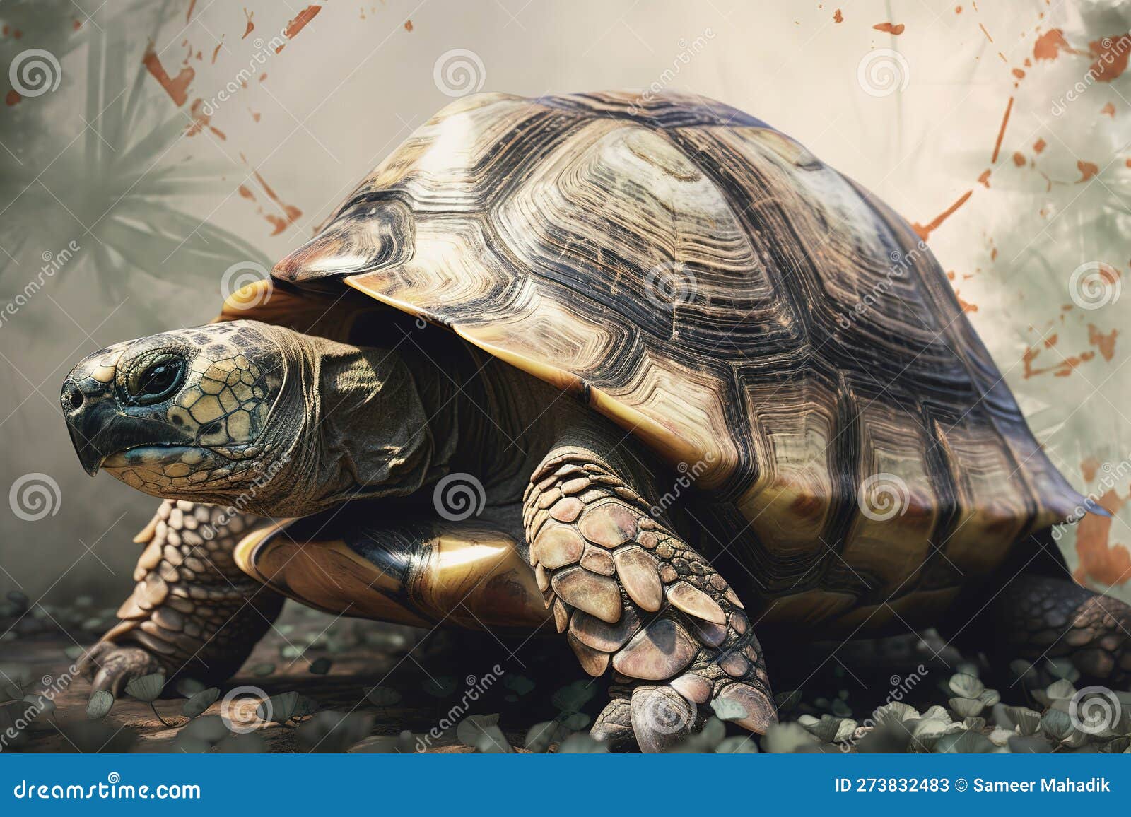A Calm and Easygoing Turtle Basking on a Rock. Generative AI Stock ...