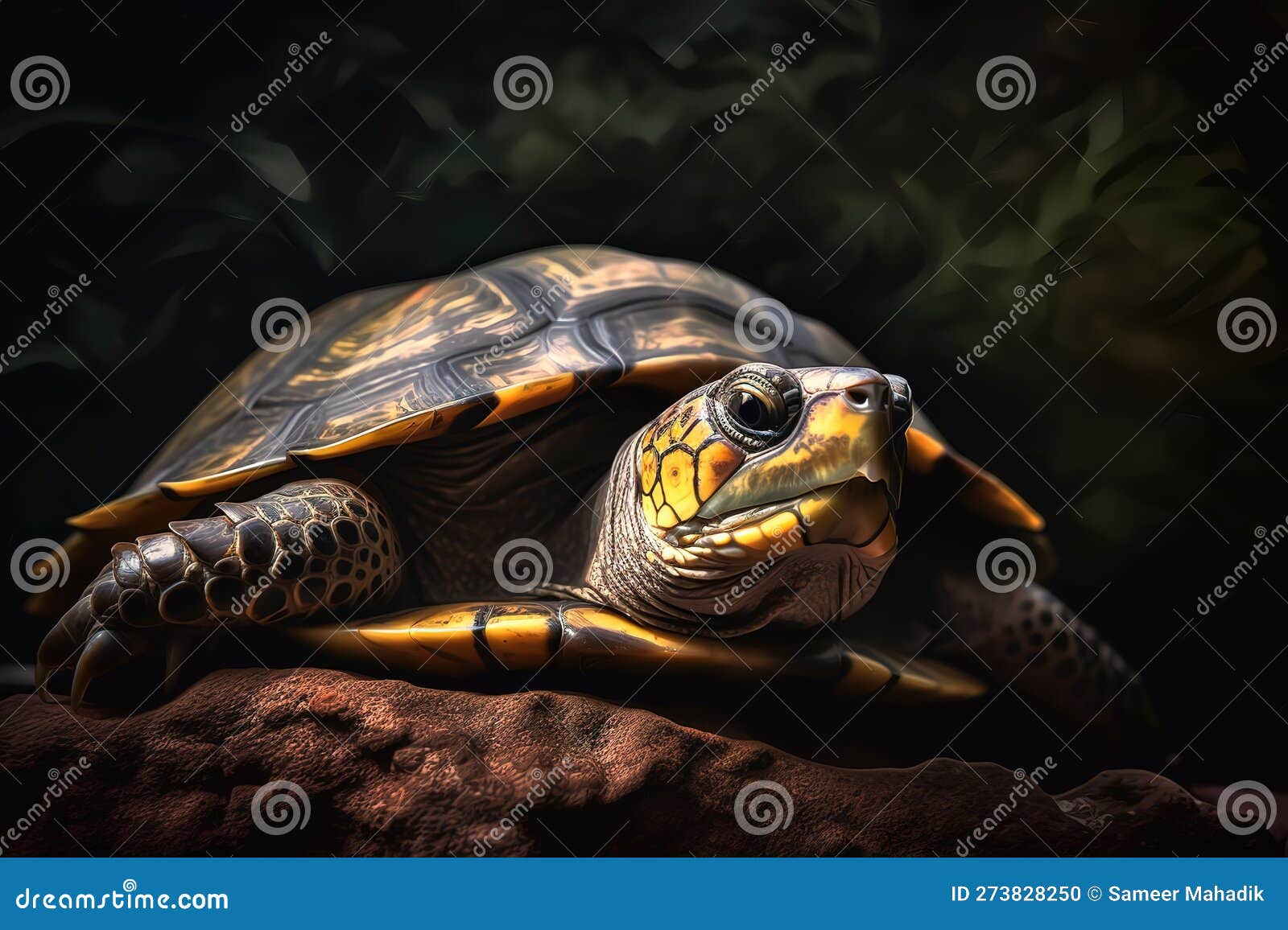 A Calm and Easygoing Turtle Basking on a Rock - this Turtle is Basking ...