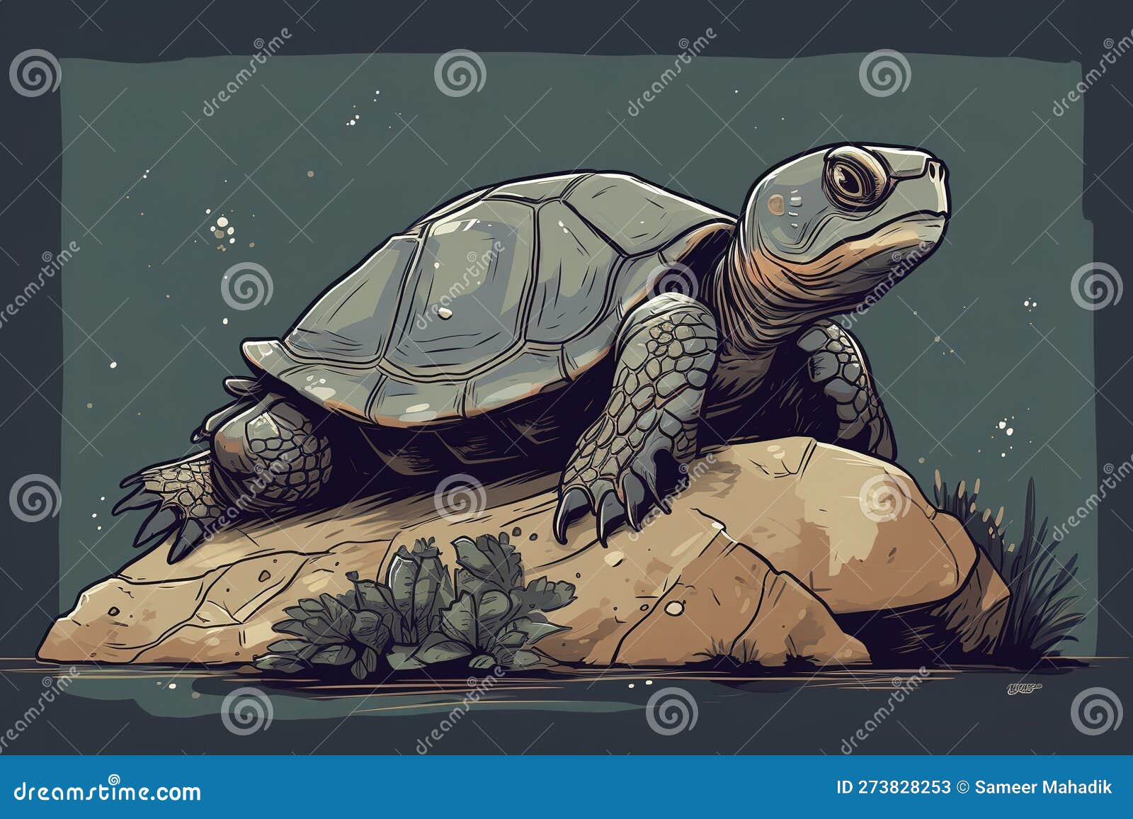 A Calm and Easygoing Turtle Basking on a Rock - this Turtle is Basking ...