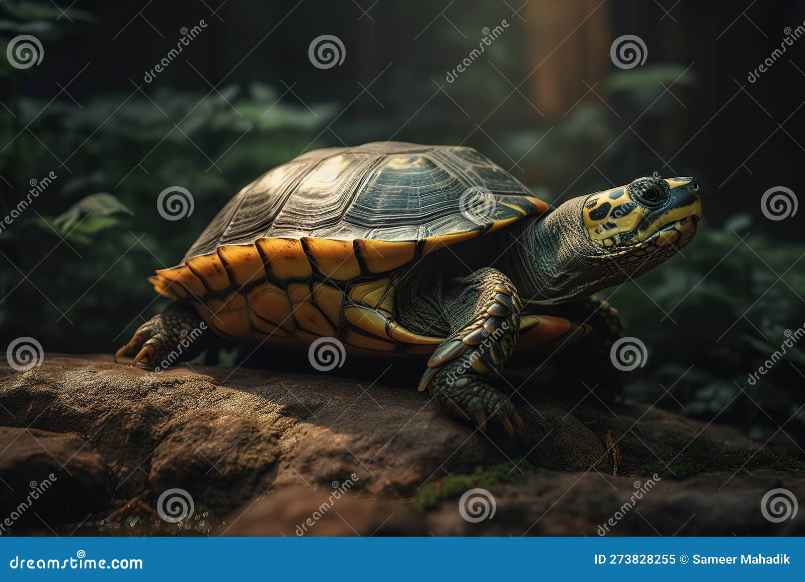 A Calm and Easygoing Turtle Basking on a Rock - this Turtle is Basking ...