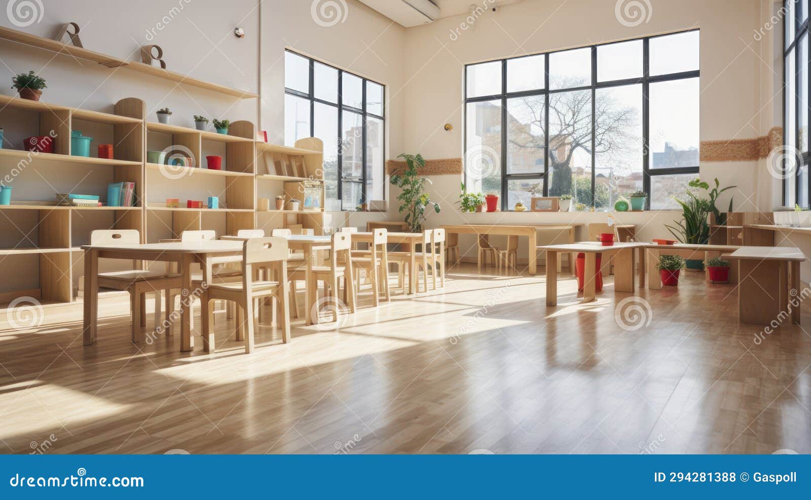 The Calm of an Empty Preschool Classroom. Generative AI Stock ...