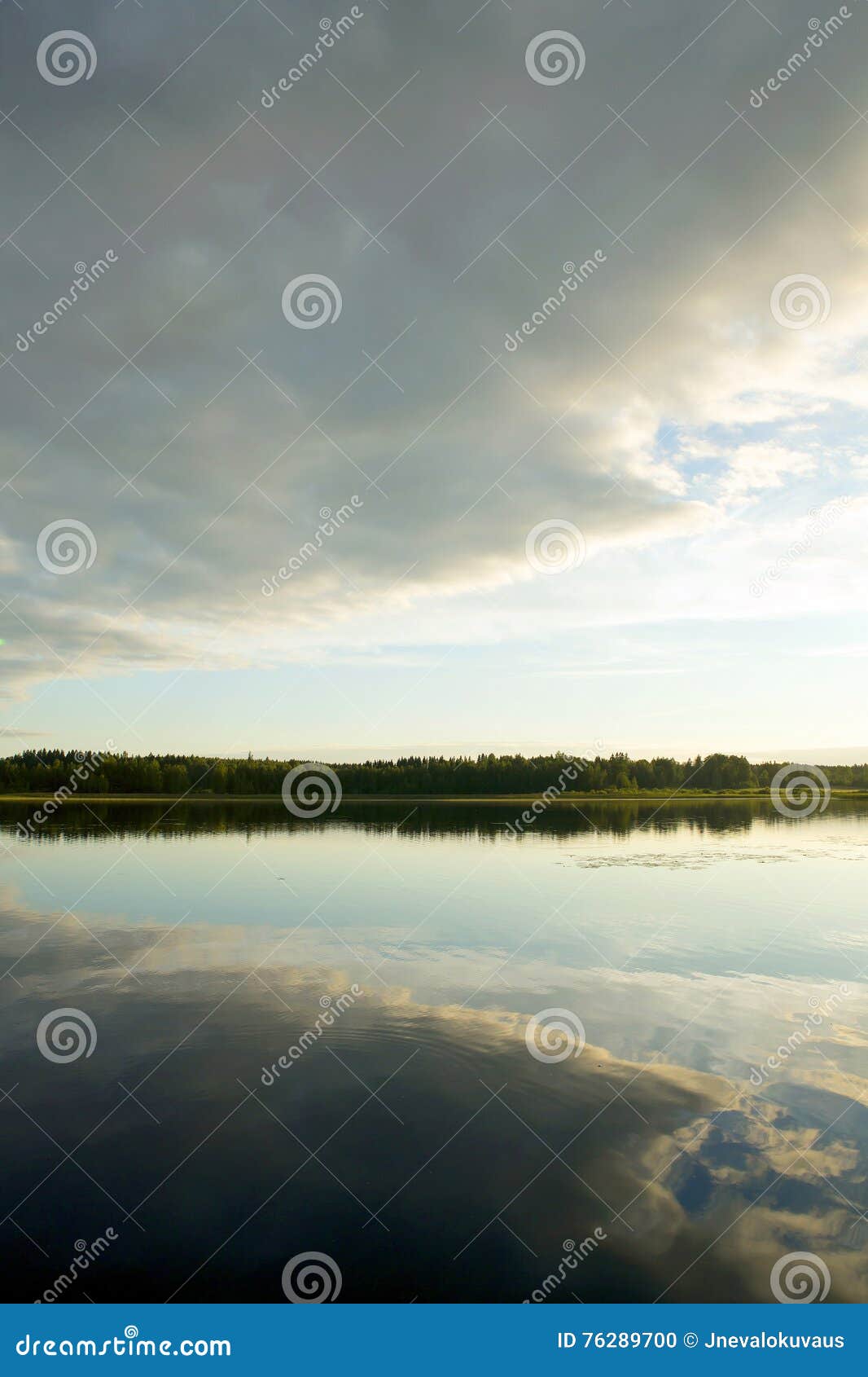 Calm evening by the lake. stock photo. Image of reflection - 76289700