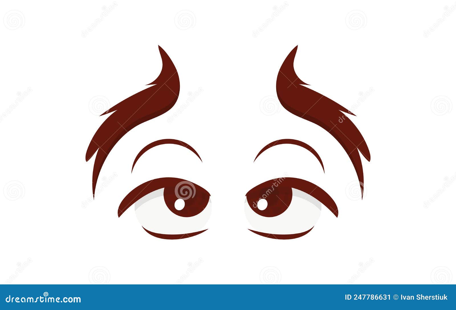 Calm Eyes in Flat Style. Isolated on White Background. Vector ...