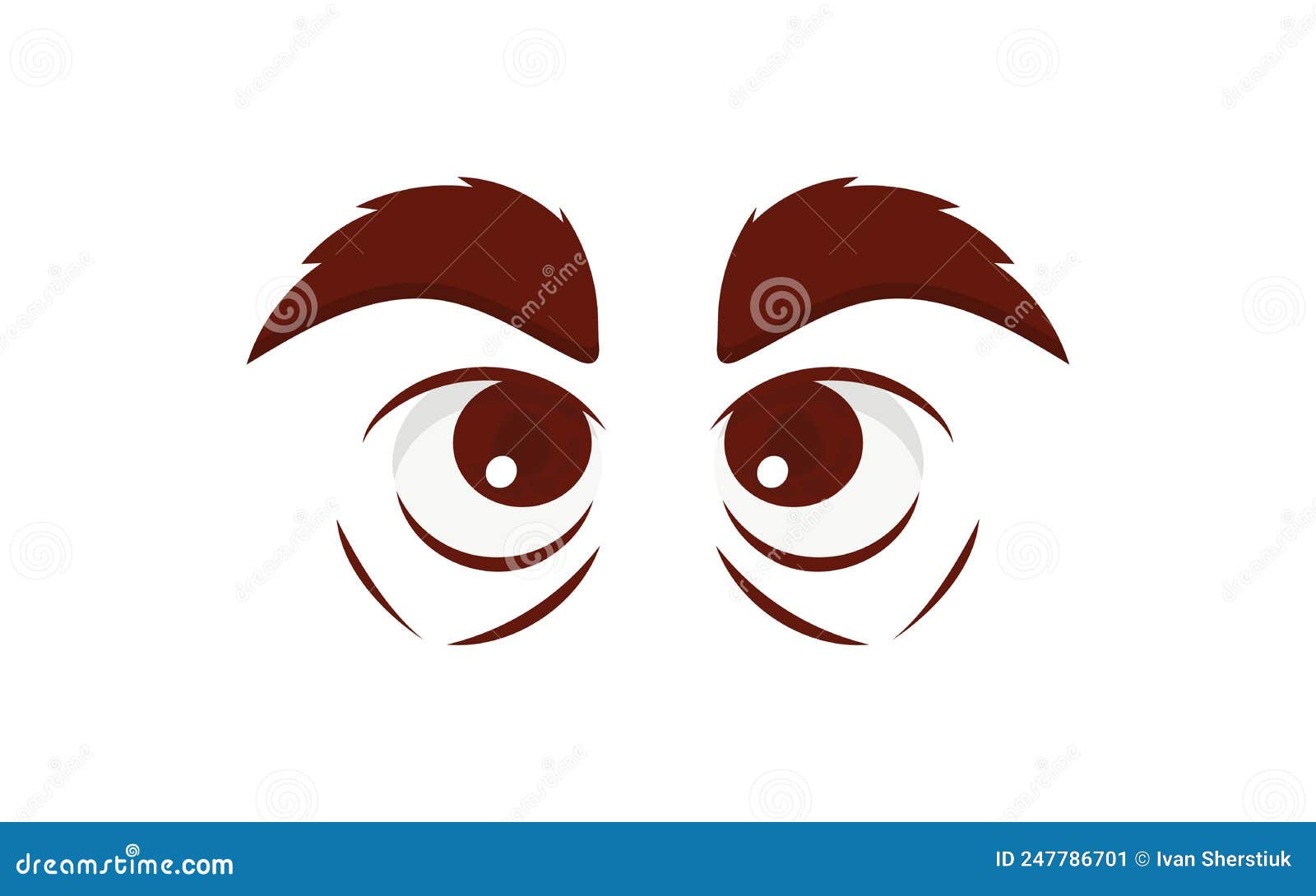 Calm Eyes in Flat Style. Vector Illustration. Isolated on White ...