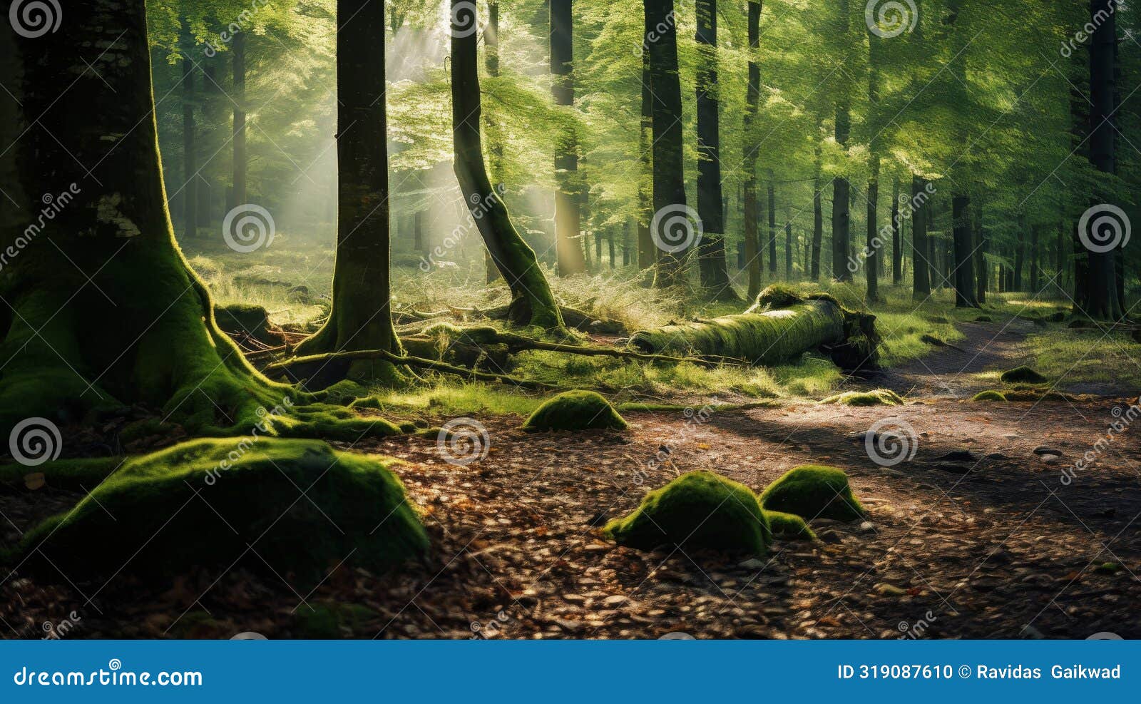 Calm Forest Landscape Backdrop Stock Illustration - Illustration of ...