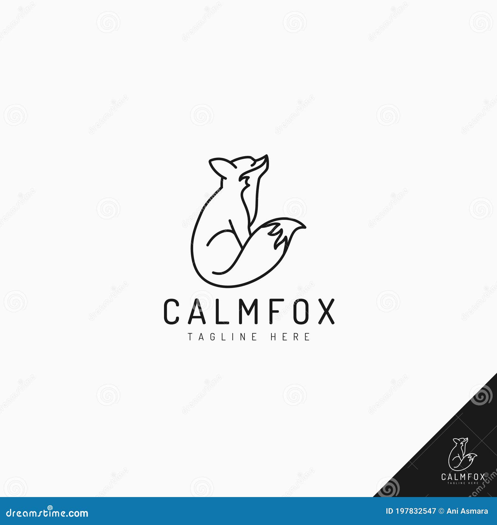 Calm Fox Logo with Line Art Style Stock Vector - Illustration of hair ...