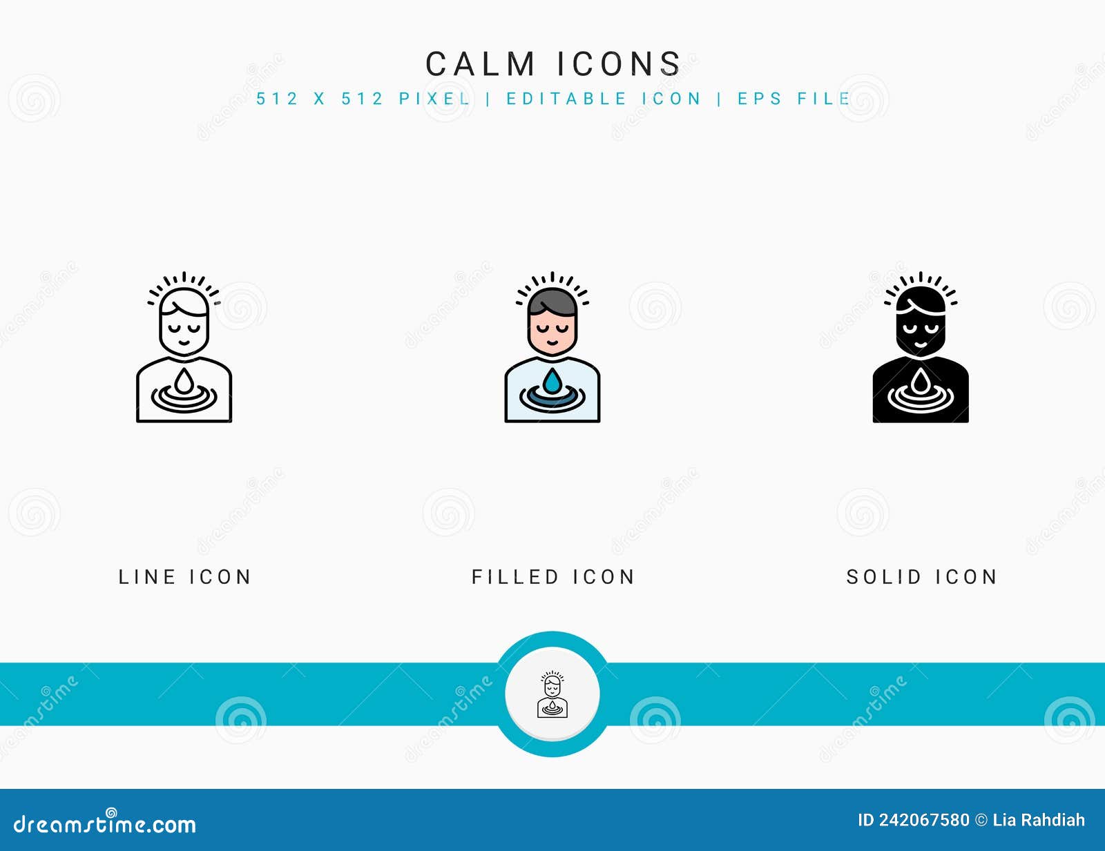 Calm Icons Set Vector Illustration with Solid Icon Line Style ...