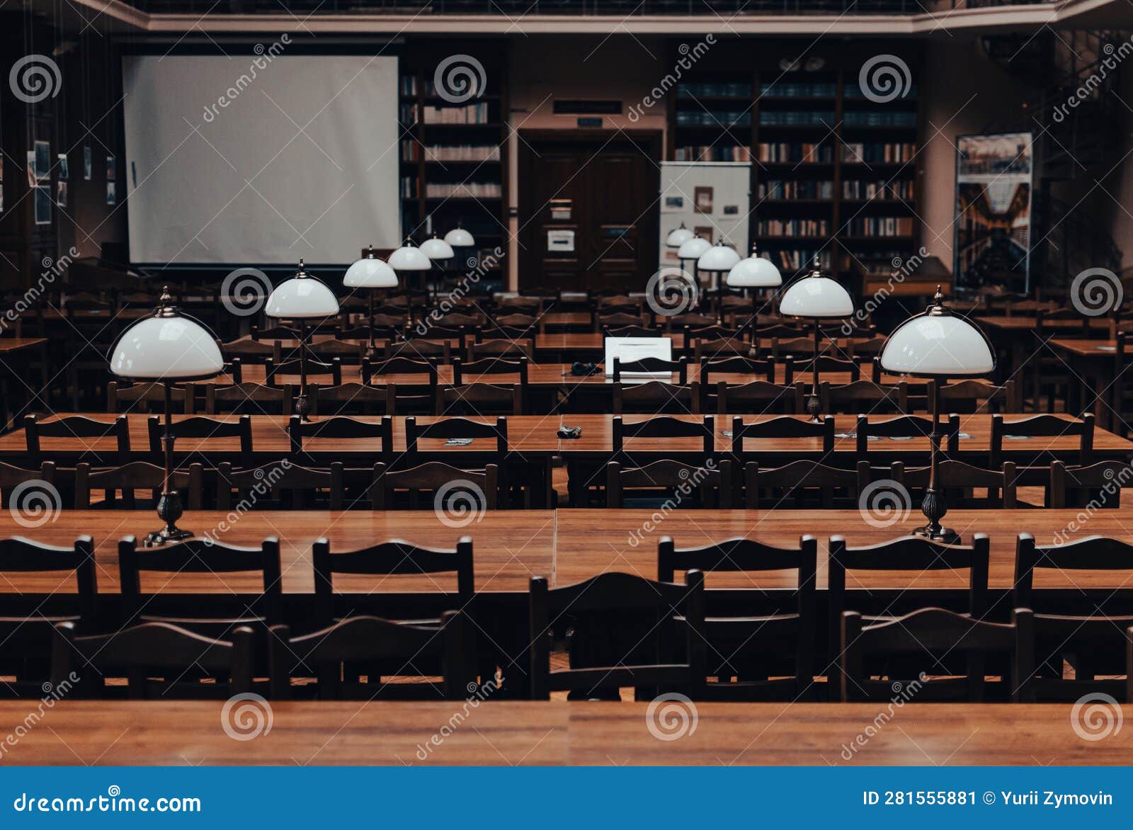 Calm Interior of an Empty Reading Hall of a Library Stock Image - Image ...