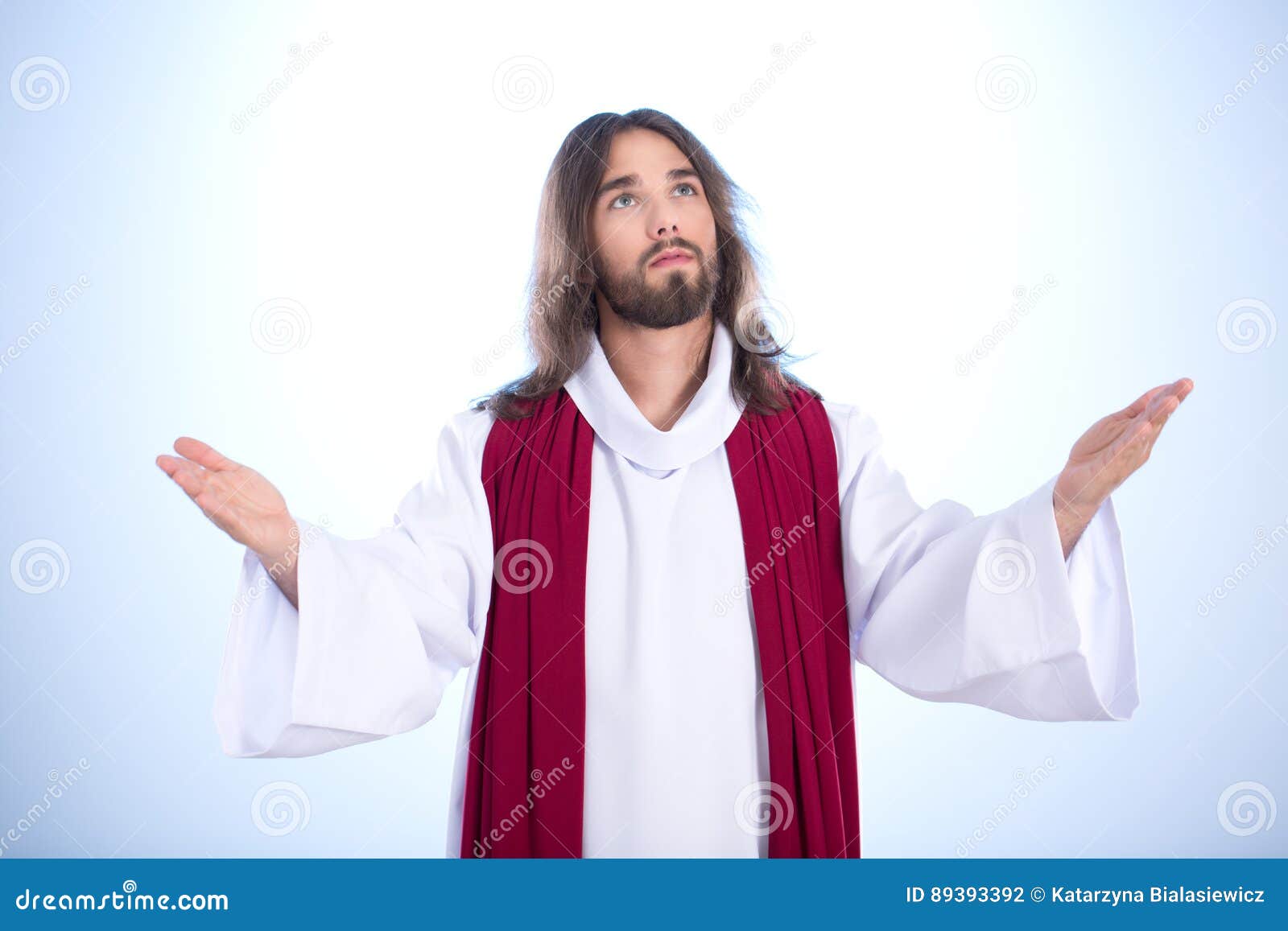 Calm Jesus with open arms stock photo. Image of eternal - 89393392