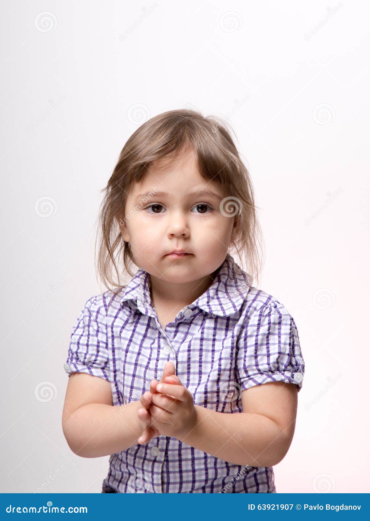 Calm kid girl in studio stock image. Image of small, female - 63921907