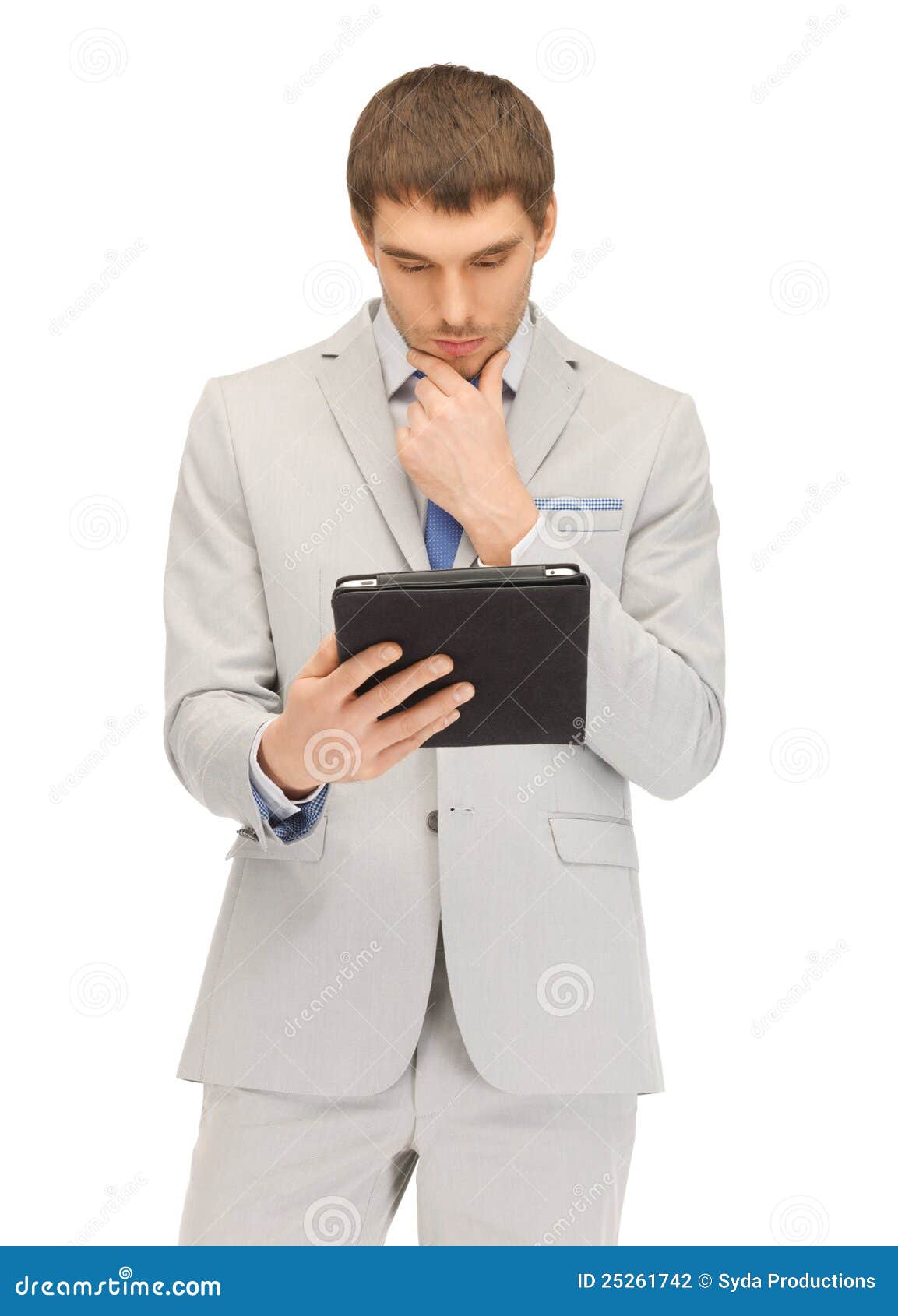 Calm Man with Tablet Pc Computer Stock Photo - Image of online, person ...