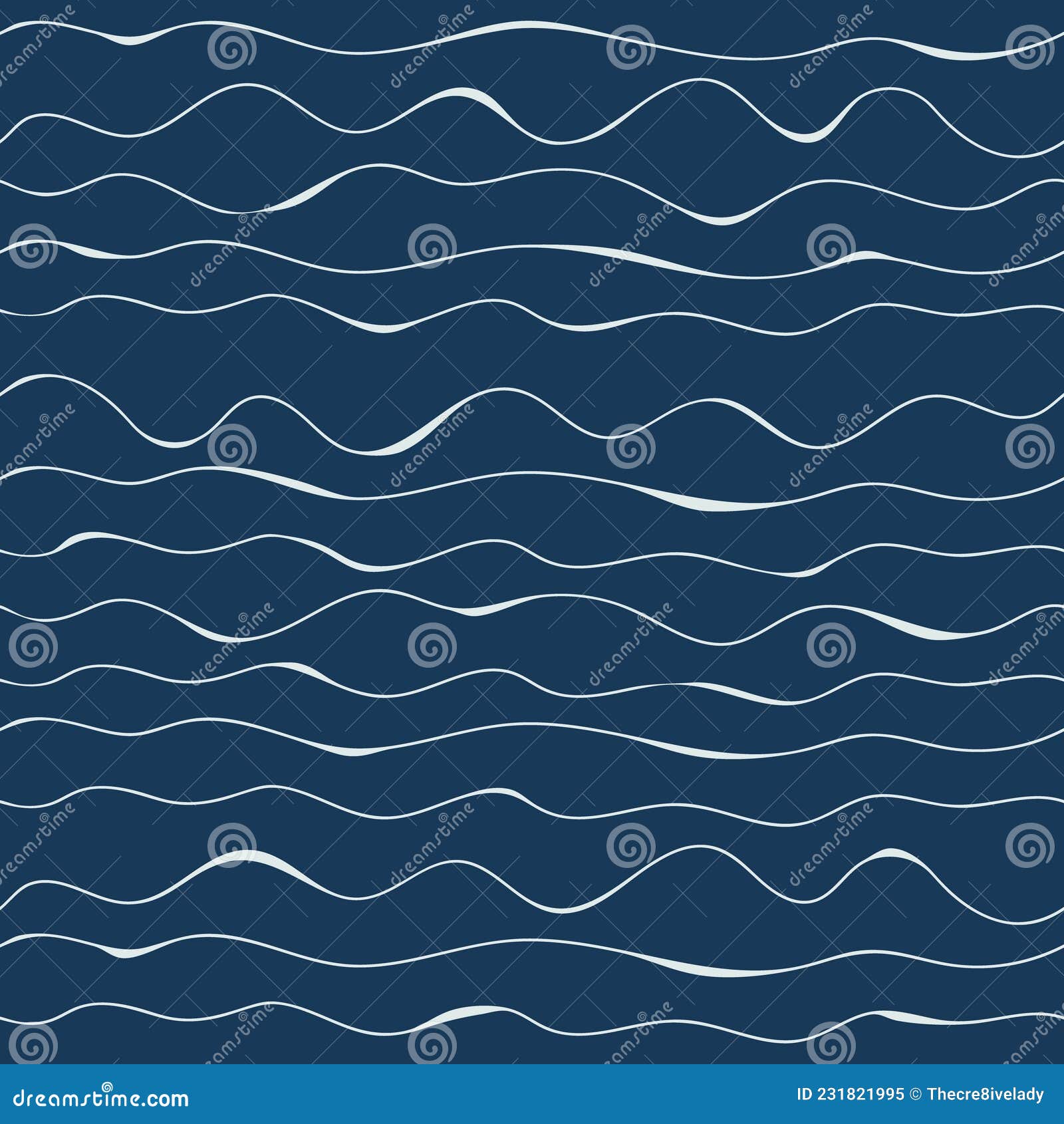 Calm Navy Blue Seamless Pattern with Wavy Horizontal Lines Stock Vector ...