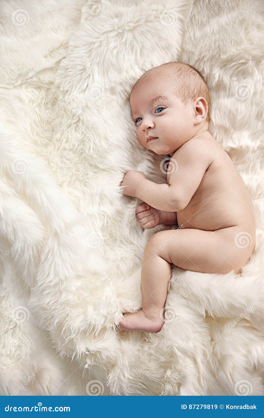 Calm Newborn Child Laying on the Soft Blanket Stock Image - Image of ...