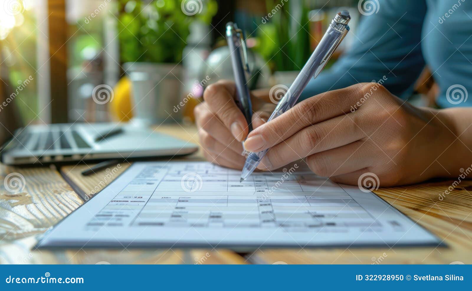 Calm Office Environment with a Person Highlighting Sections of a ...