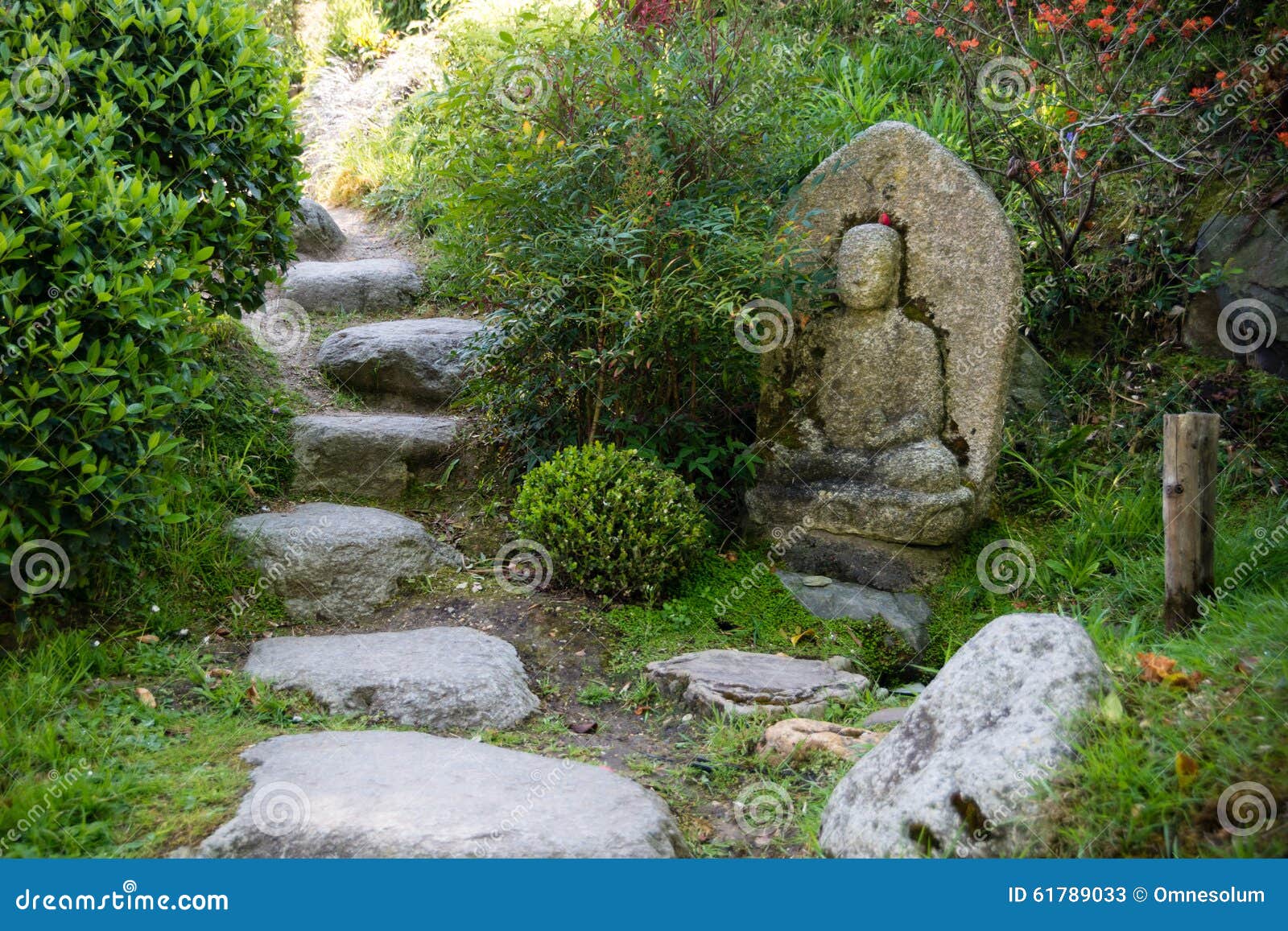 Calm Oriental Garden with a Buddha Statue Stock Image - Image of ...