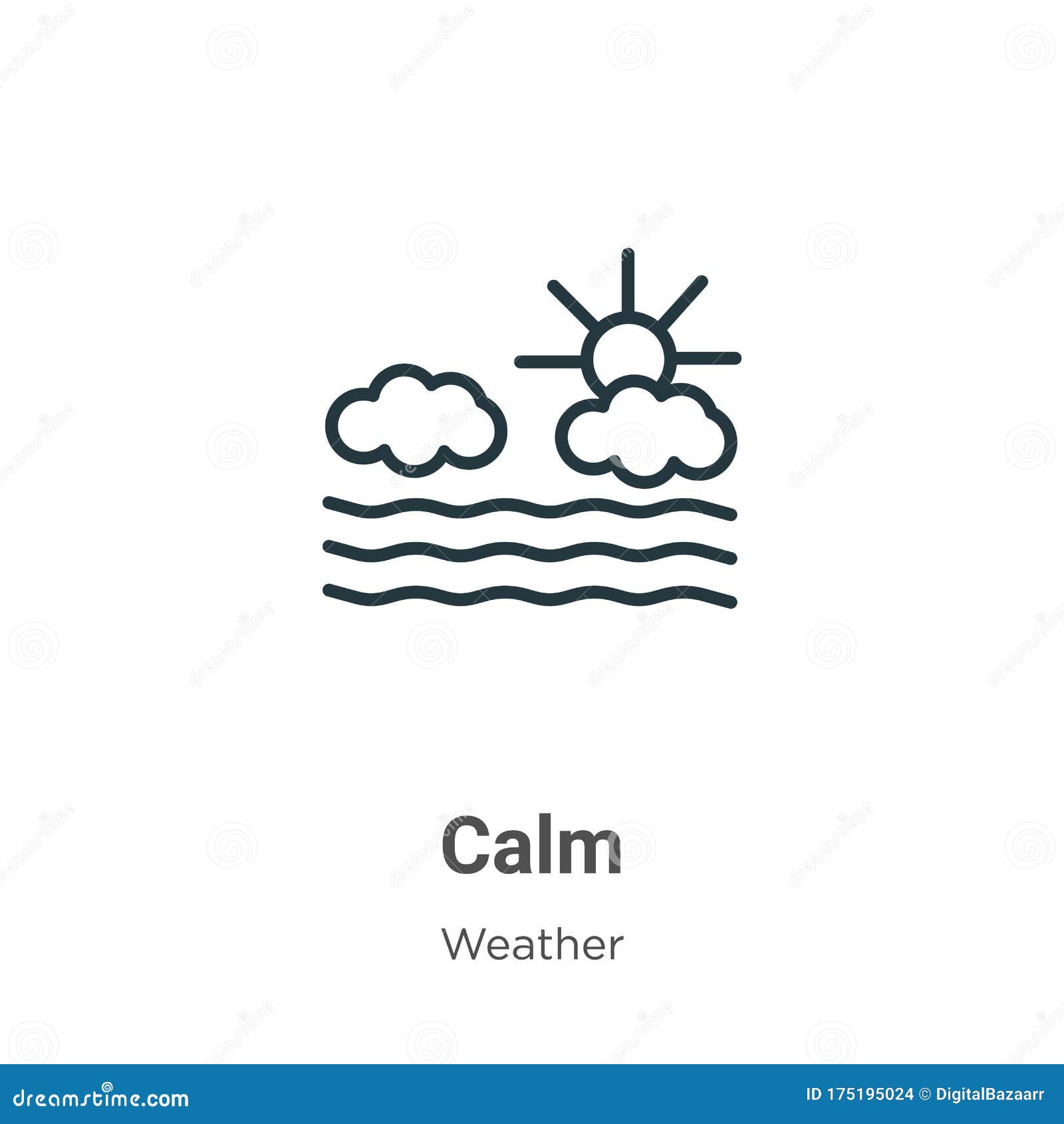 Calm Outline Vector Icon. Thin Line Black Calm Icon, Flat Vector Simple ...