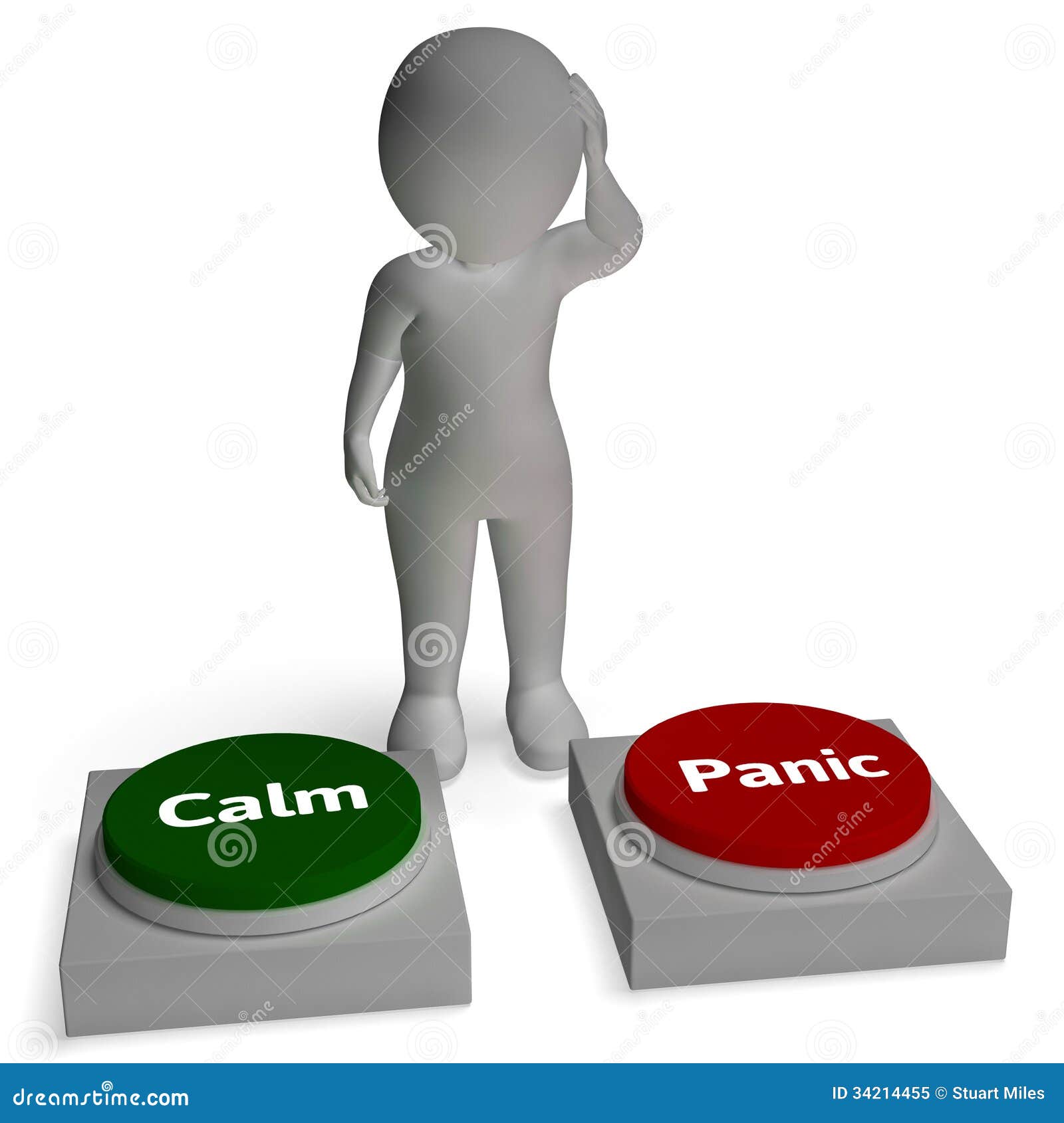 Calm Panic Buttons Show Panicking or Calmness Stock Illustration ...