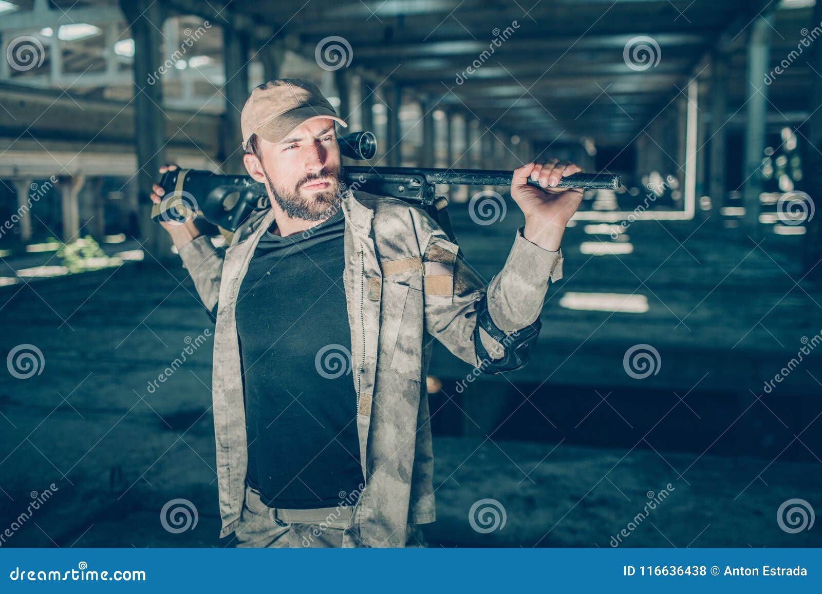 Calm and Peaceful Commandor is Standing and Posing. he is Looking Aside ...