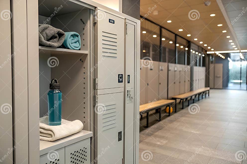 A Calm, Peaceful Shot of an Empty Locker Just before Gym Rush Time ...