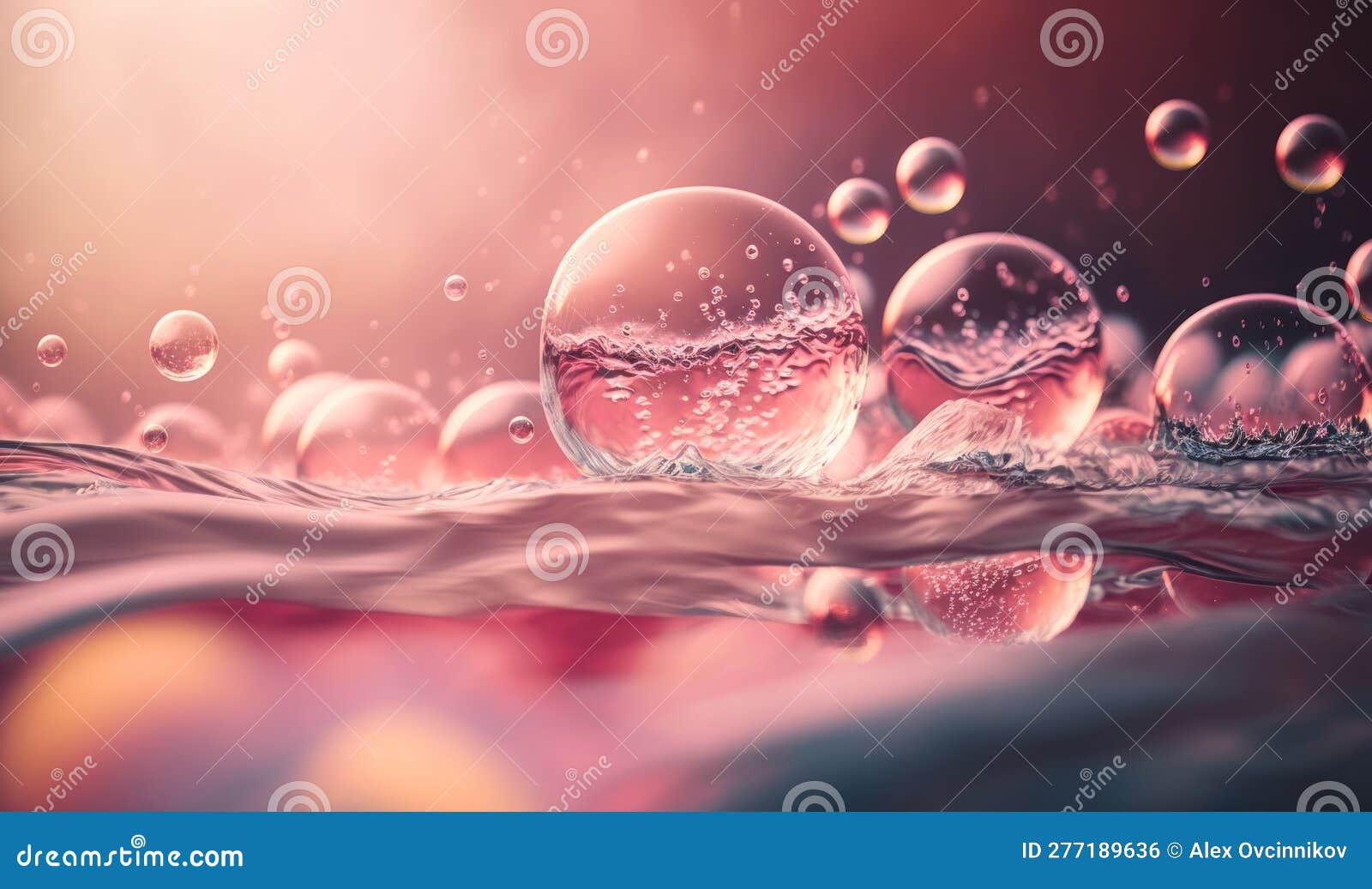 Calm Pink Water Surface Texture with Splashes and Bubbles for ...