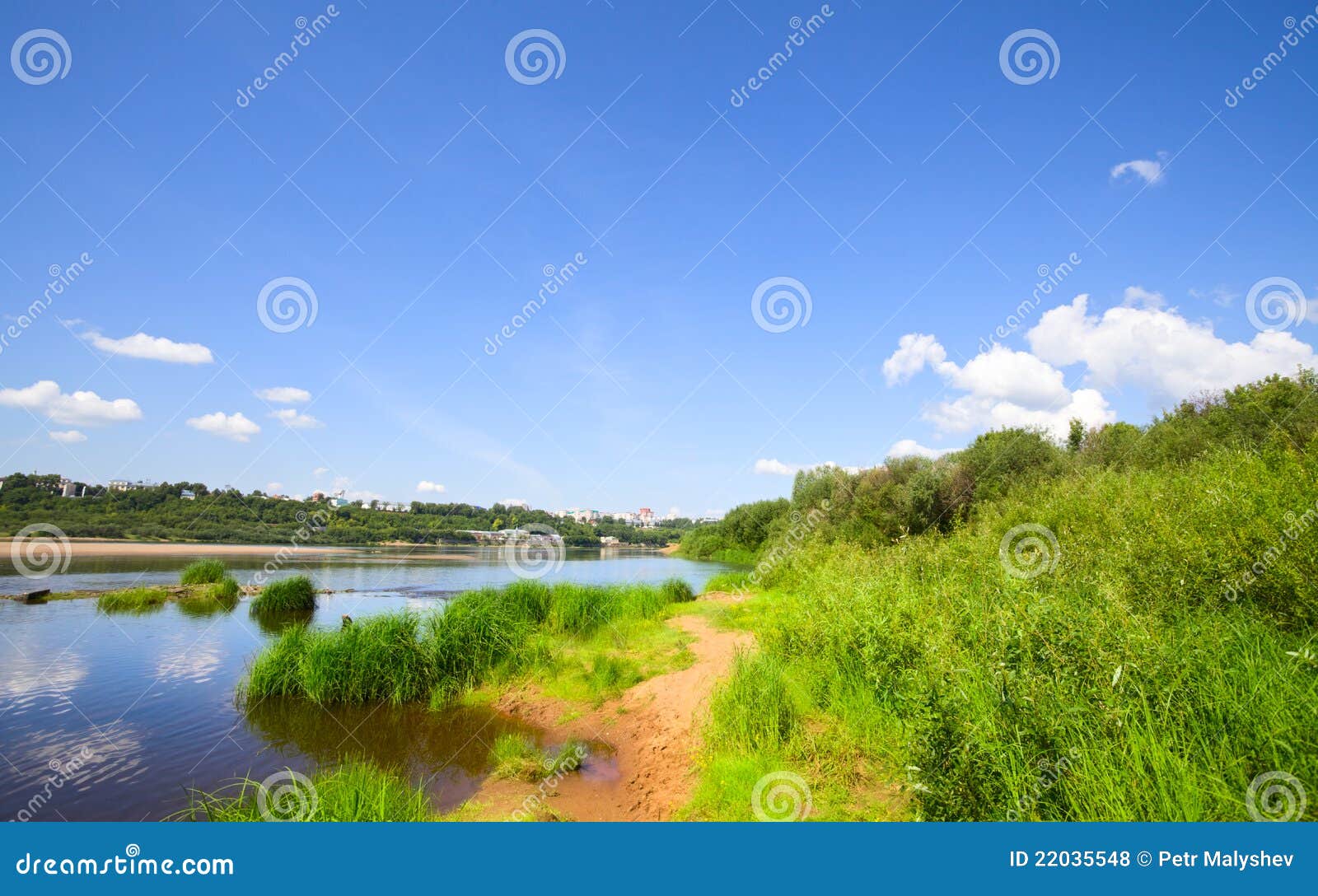Calm River stock photo. Image of panorama, bank, city - 22035548
