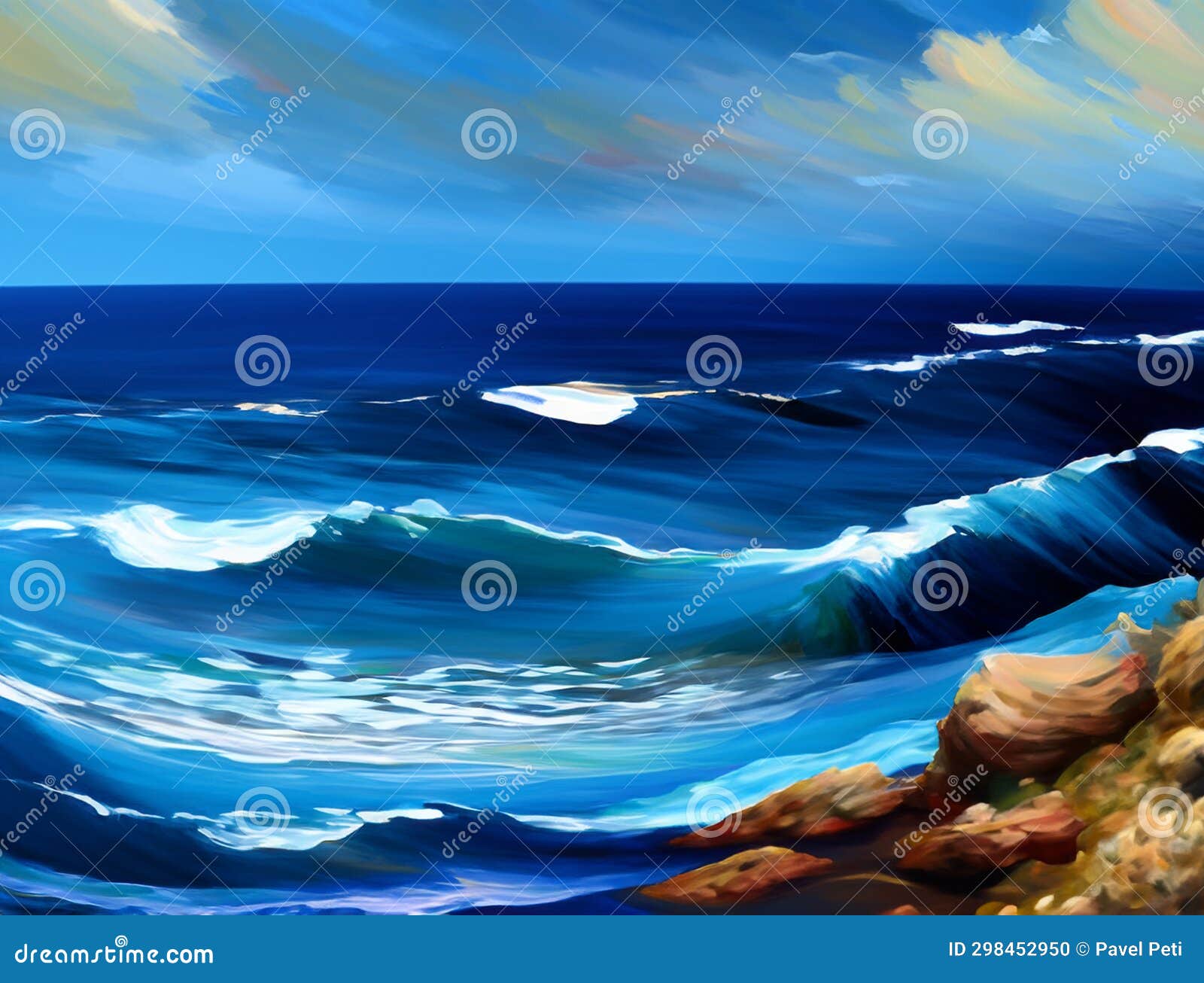 Calm and rough seas stock illustration. Illustration of coast - 298452950