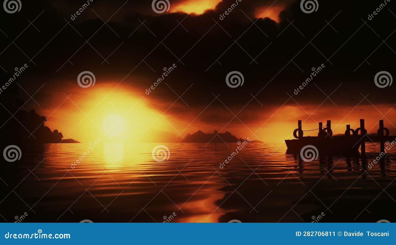 Calm Sea in the Bay during the Sunset - Loop Ocean Landscape Background ...