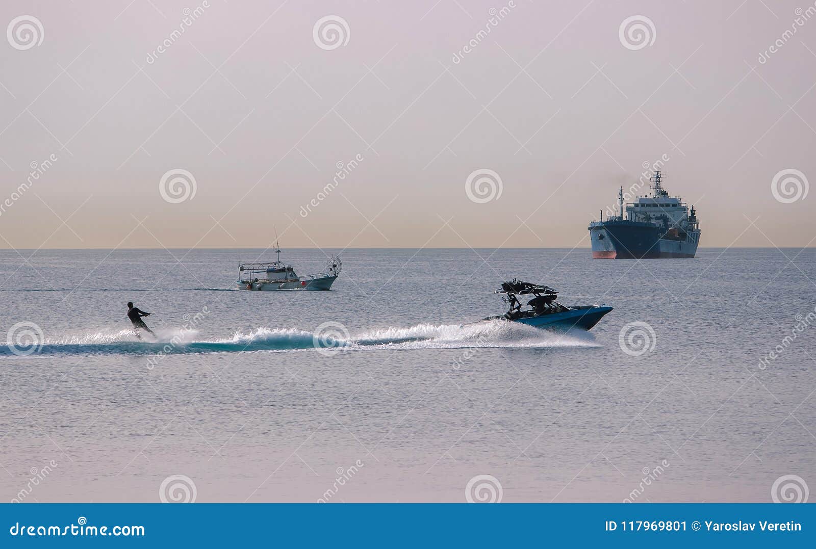 Breakwater, and Ships on the Horizon. Stock Image - Image of calmnature ...