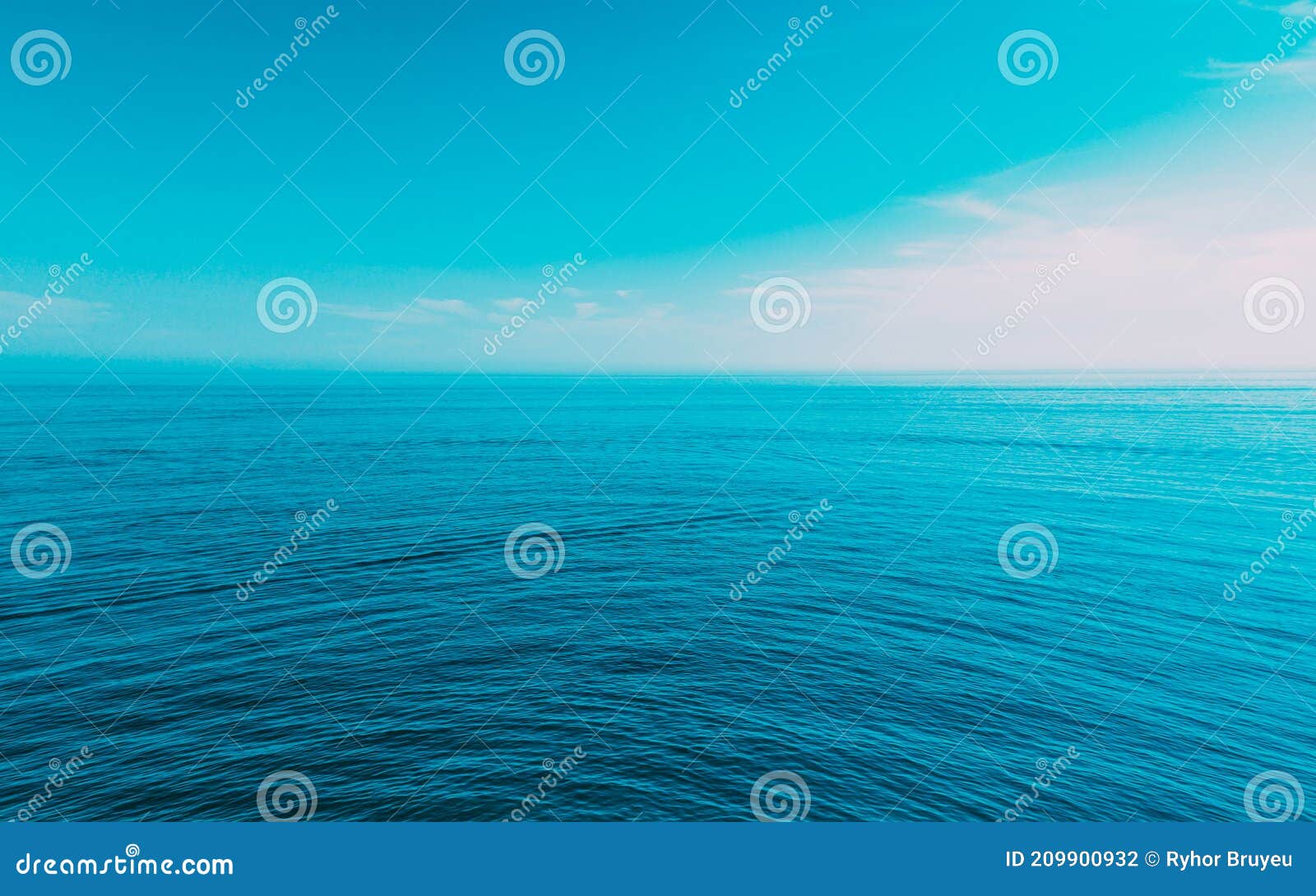 Calm Sea Ocean and Blue Sky Natural Background Backdrop Stock Photo ...