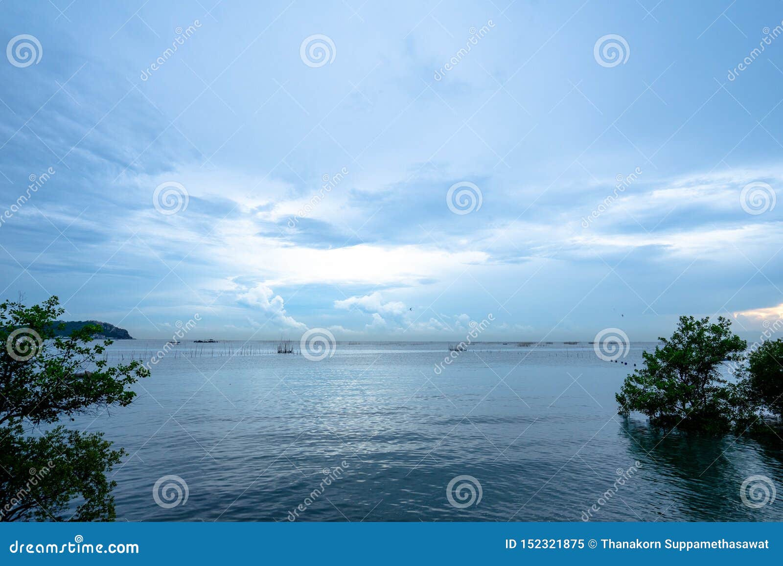 Calm Sea Ocean and Light Blue Sky Background Stock Image - Image of ...