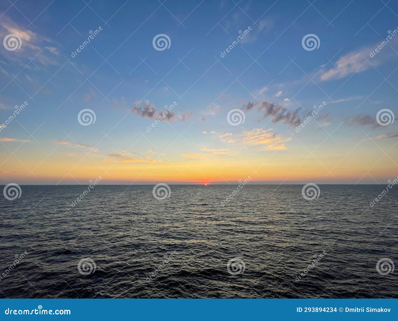 Calm Sea at Sunset Sky with Clouds Sea Voyage Stock Photo - Image of ...