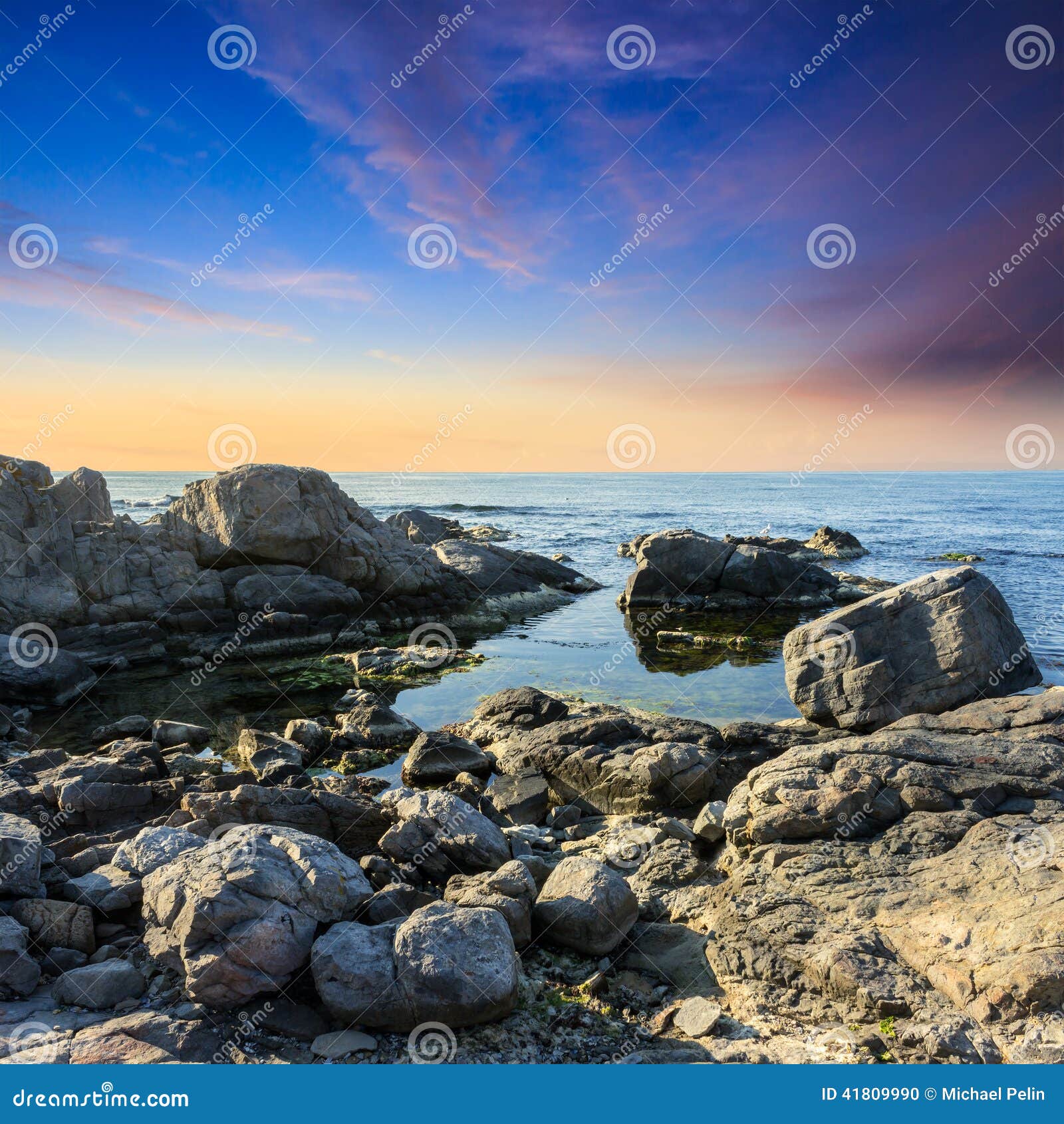 Calm Sea Wave on Rocky Shore Stock Photo - Image of summer, coast: 41809990
