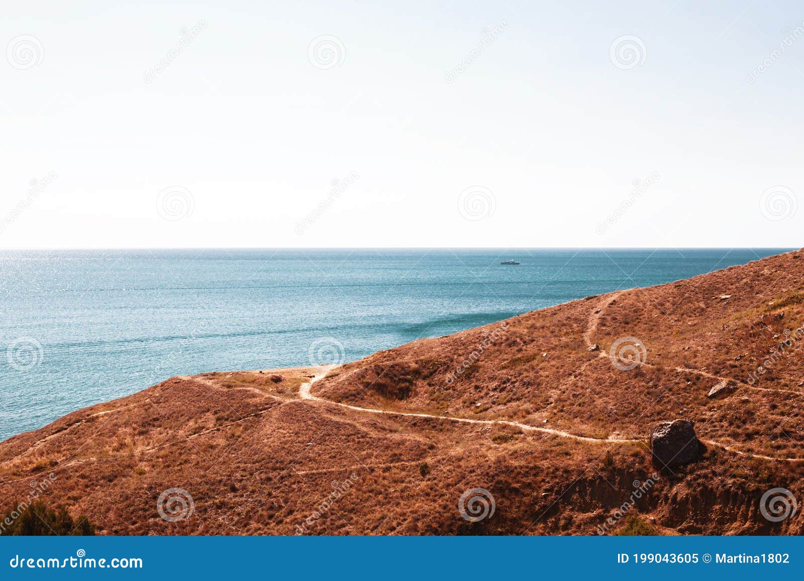Calm seascape on clear day stock image. Image of beach - 199043605