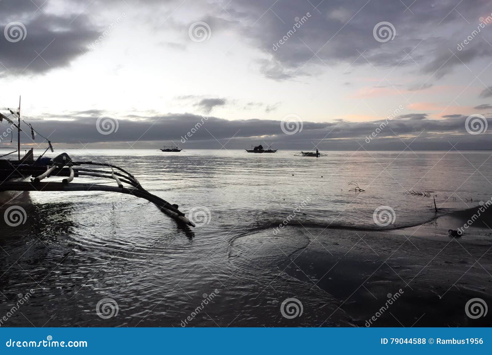 Calm Seashore at Dawn stock photo. Image of skies, sunrise - 79044588
