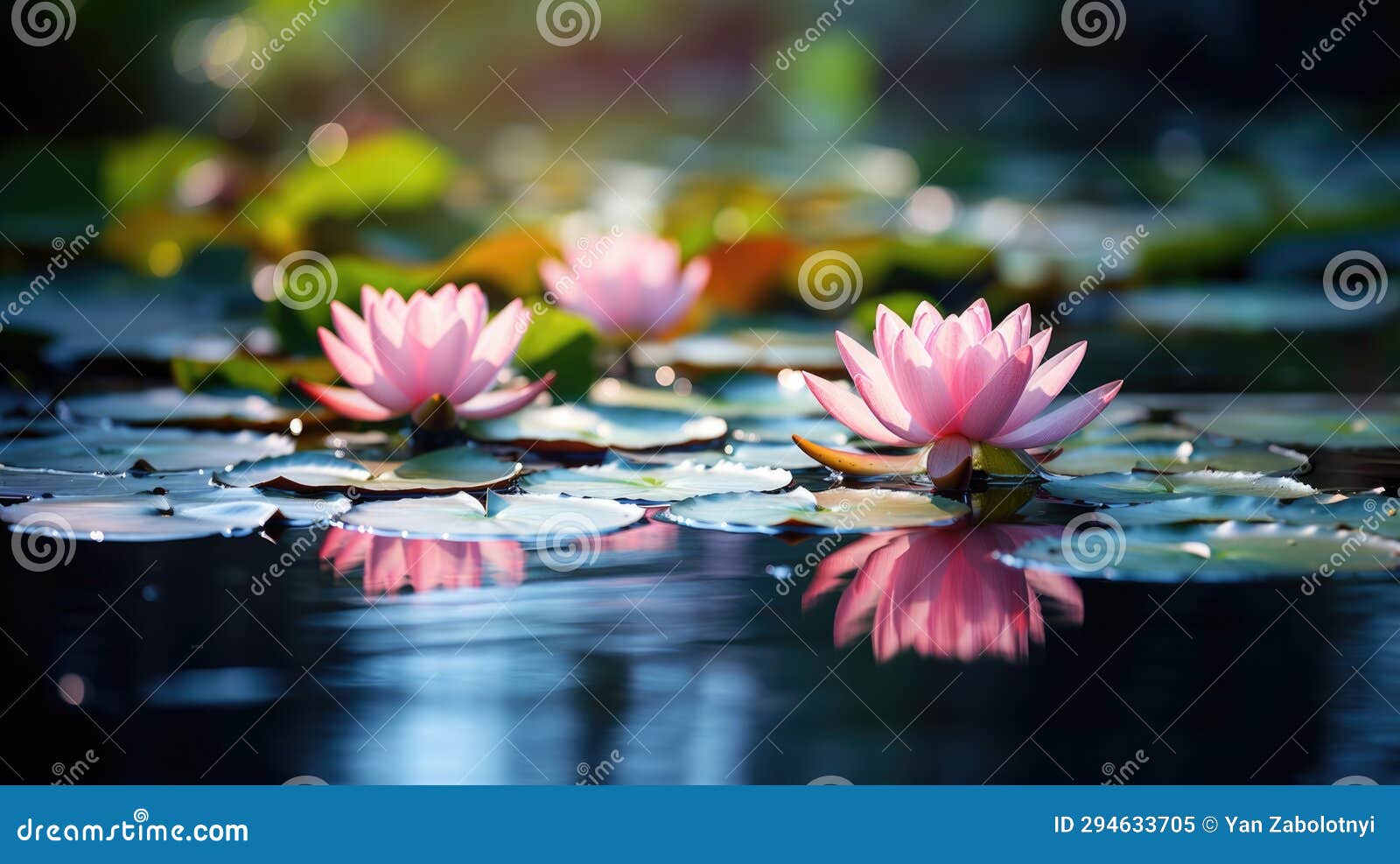 Calm and Serene Lotus Flower in Bloom Stock Illustration - Illustration ...