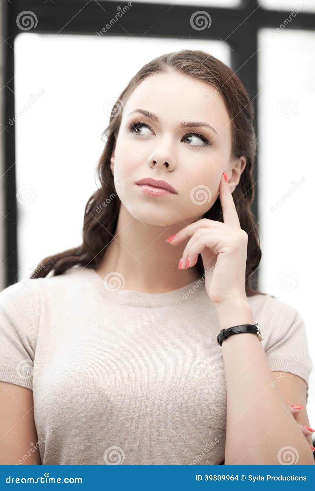 Calm and Serious Thinking Woman Stock Photo - Image of idea, people ...