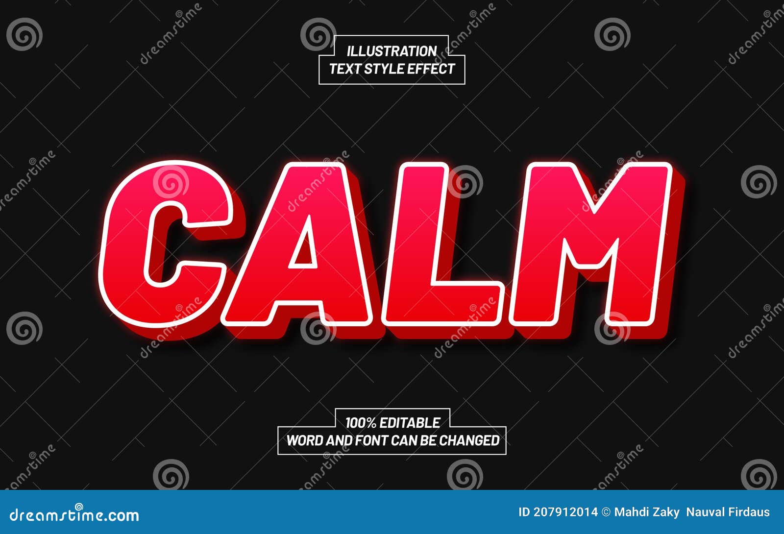 Calm Red Text Style Effect stock vector. Illustration of color - 207912014