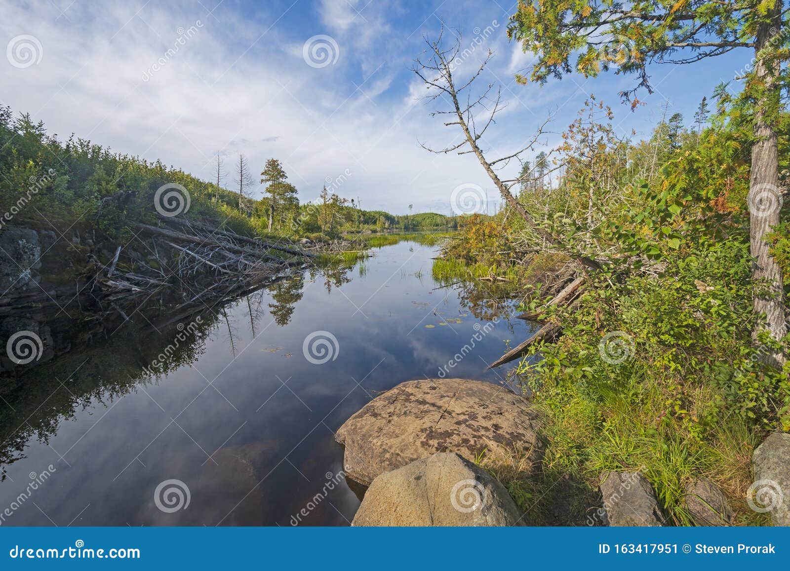 Calm Waters on a Narrow Inlet Stock Image - Image of canoe, country ...