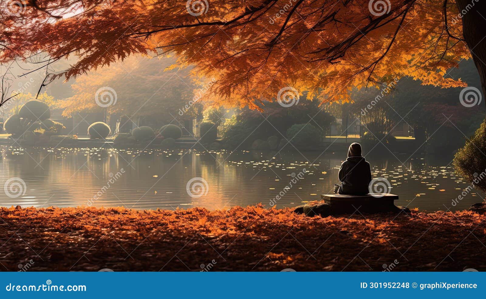 Calm Wilderness Meditation Scene Stock Illustration - Illustration of ...
