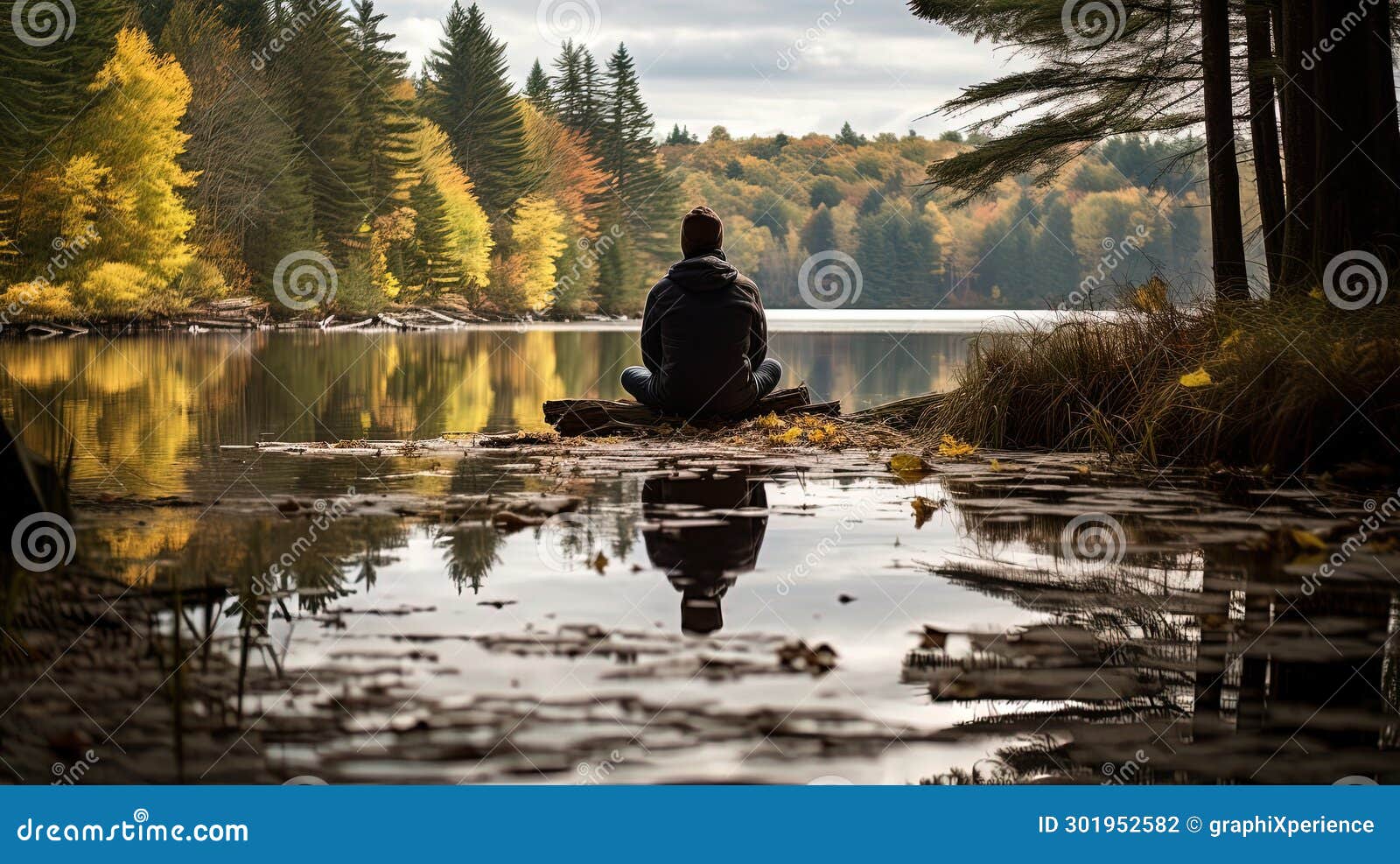 Calm Wilderness Meditation Scene Stock Illustration - Illustration of ...